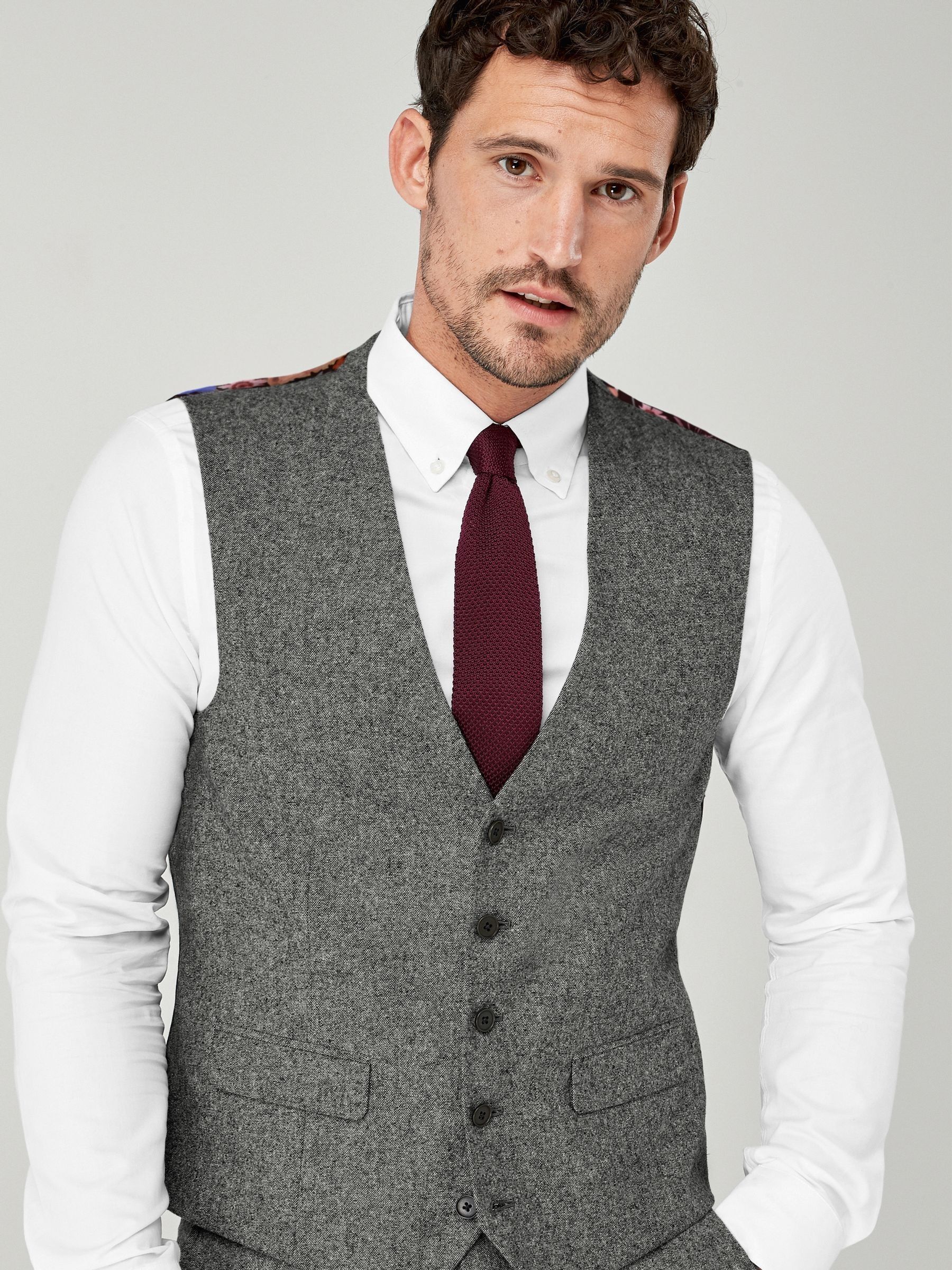 Buy Grey Regular Fit Donegal Suit Waistcoat from the Next UK online shop