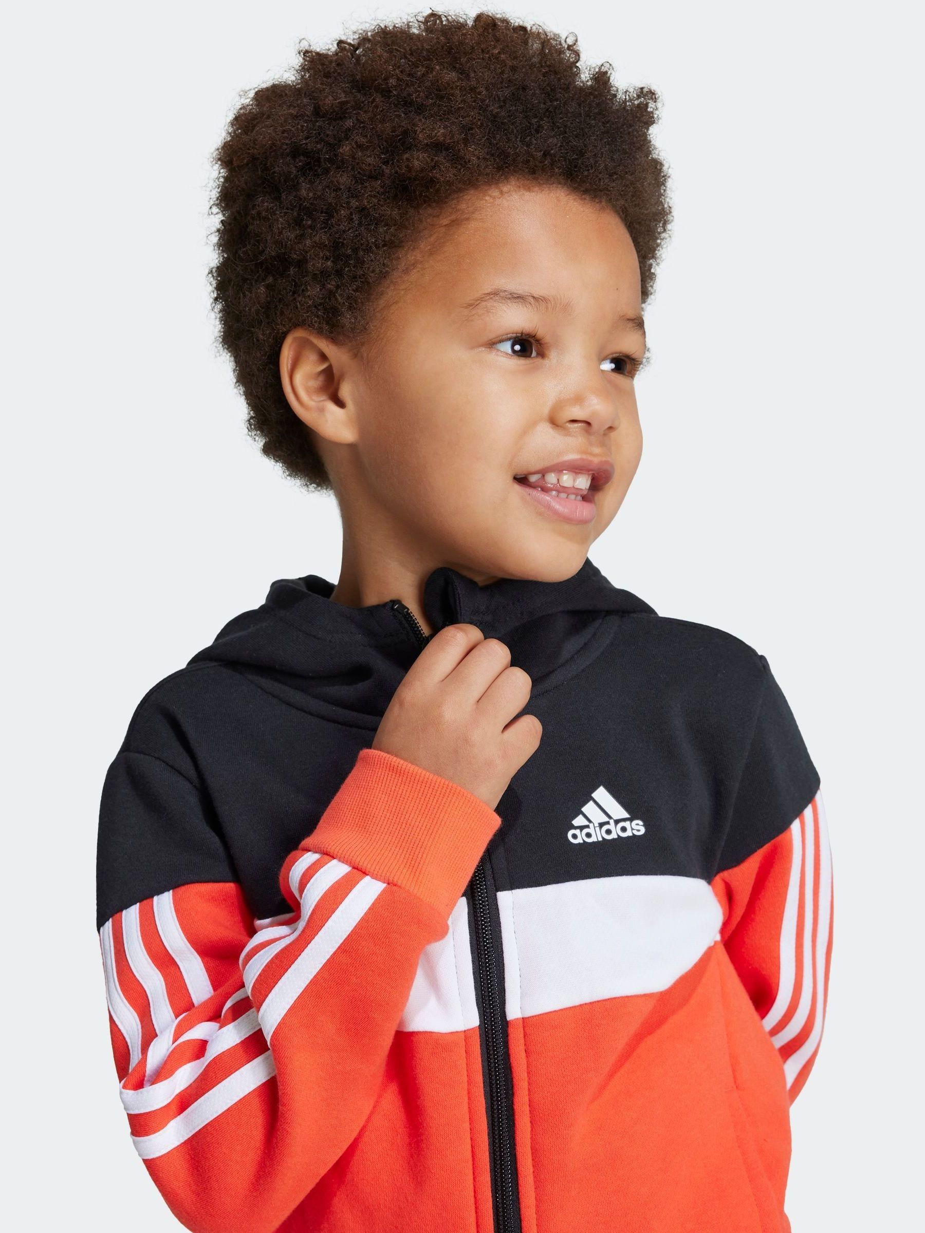 Buy adidas Red/Black Kids Tiberio 3-Stripes Colorblock Fleece Tracksuit ...