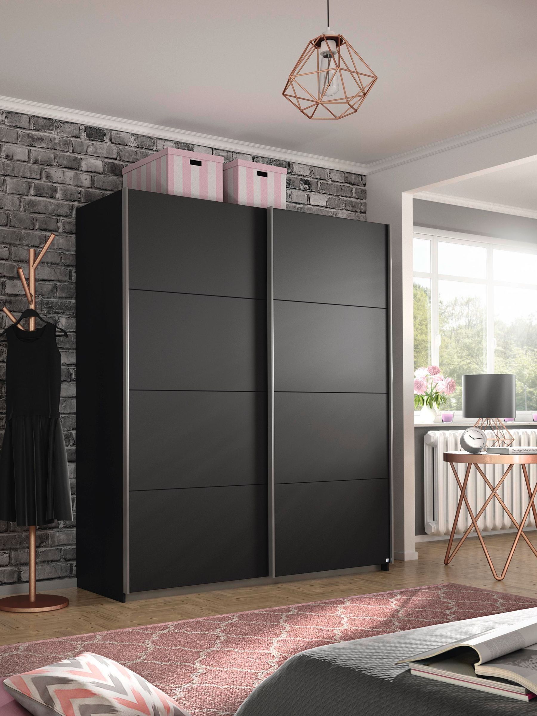 Buy Rauch Dark Grey Cameron 1.3m Sliding Wood Semi Fitted Wardrobe from ...