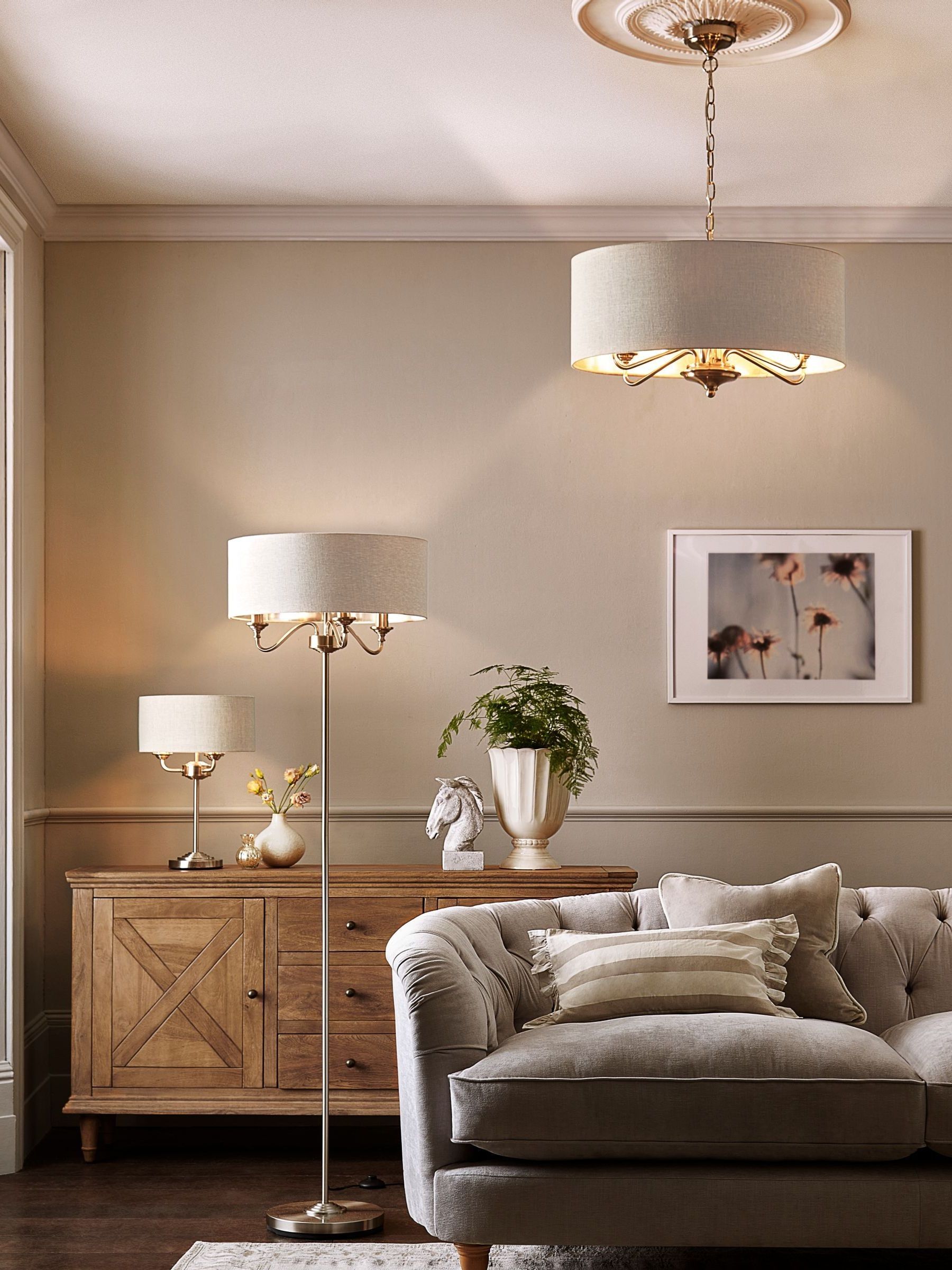 Buy Brushed Nickel Burford 3 Light Table Lamp from Next Ireland
