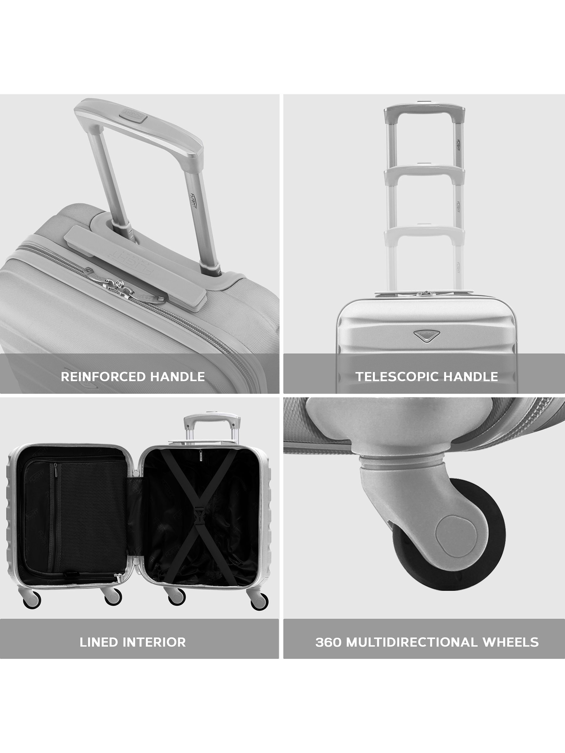 Buy Flight Knight 45x36x20cm EasyJet Underseat 4 Wheel ABS Hard Case ...