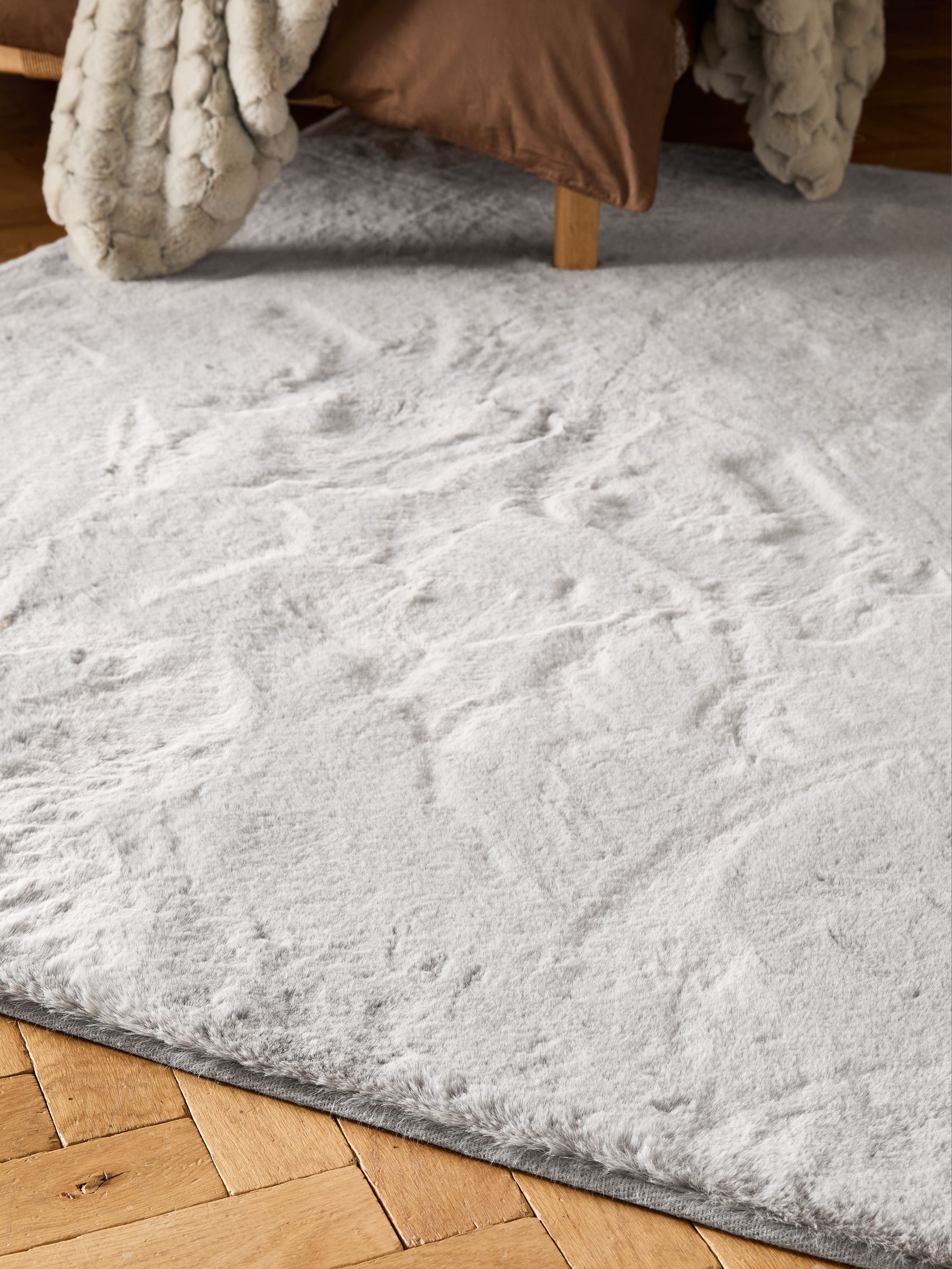 Buy Light Grey Plush Faux Fur Rug from the Next UK online shop