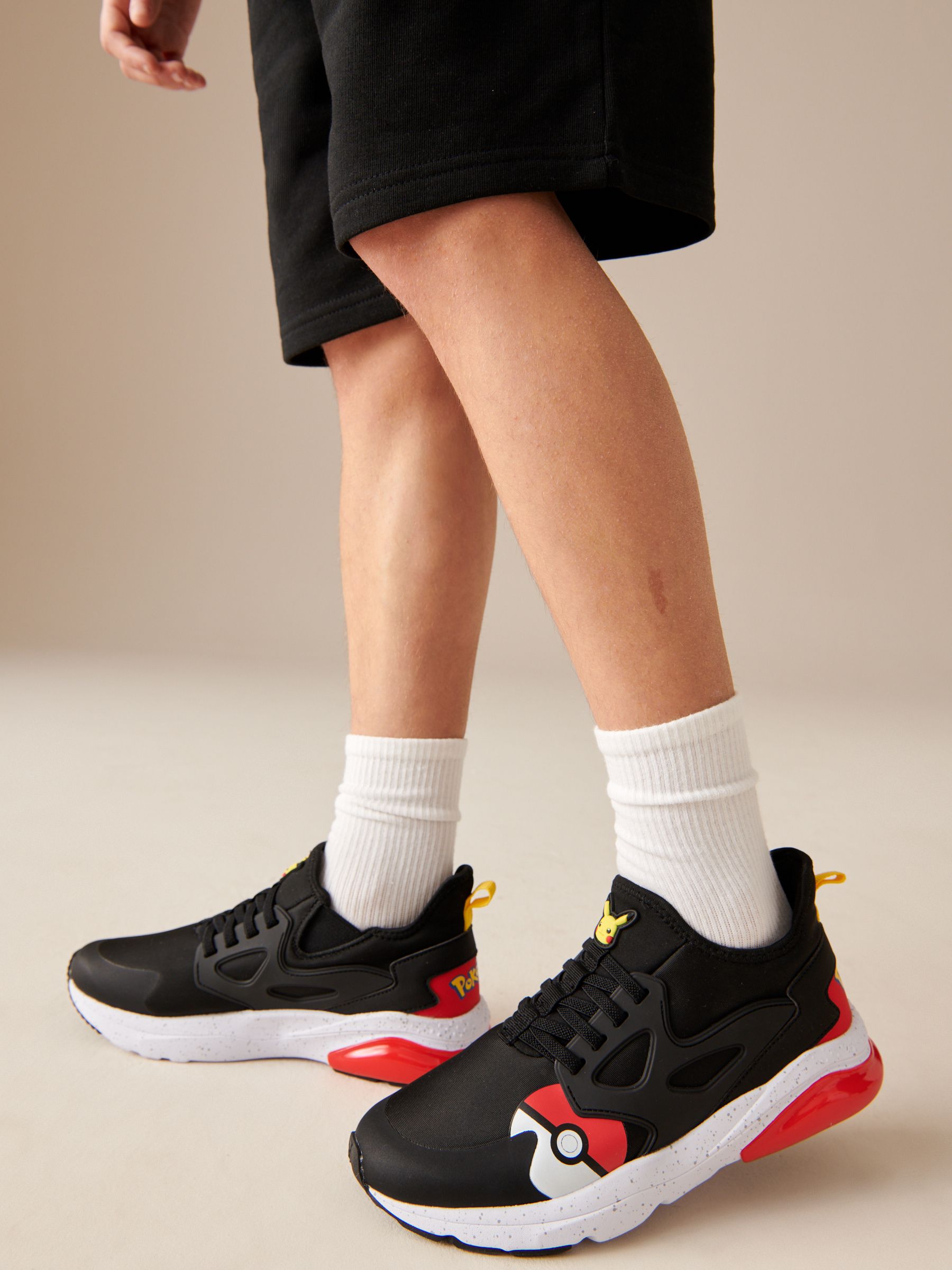 Buy Black/Red Standard Fit (F) Pokemon Elastic Lace Trainers from Next ...