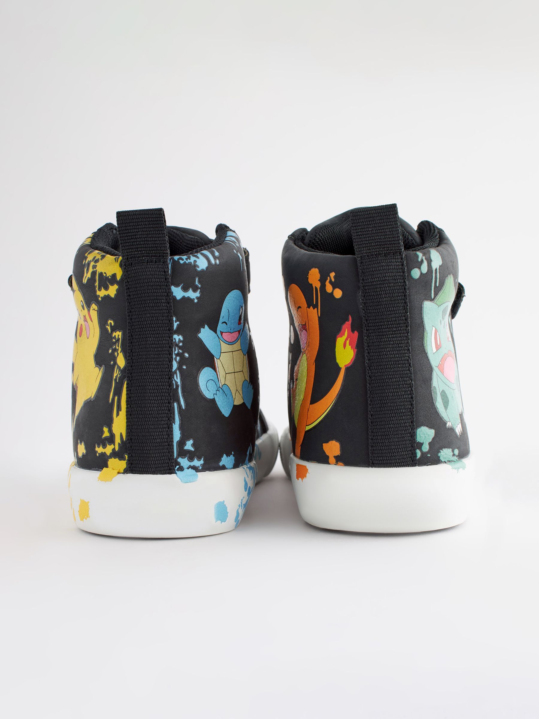 Buy Black Standard Fit (F) Pokemon Elastic Lace High Top Trainers from ...