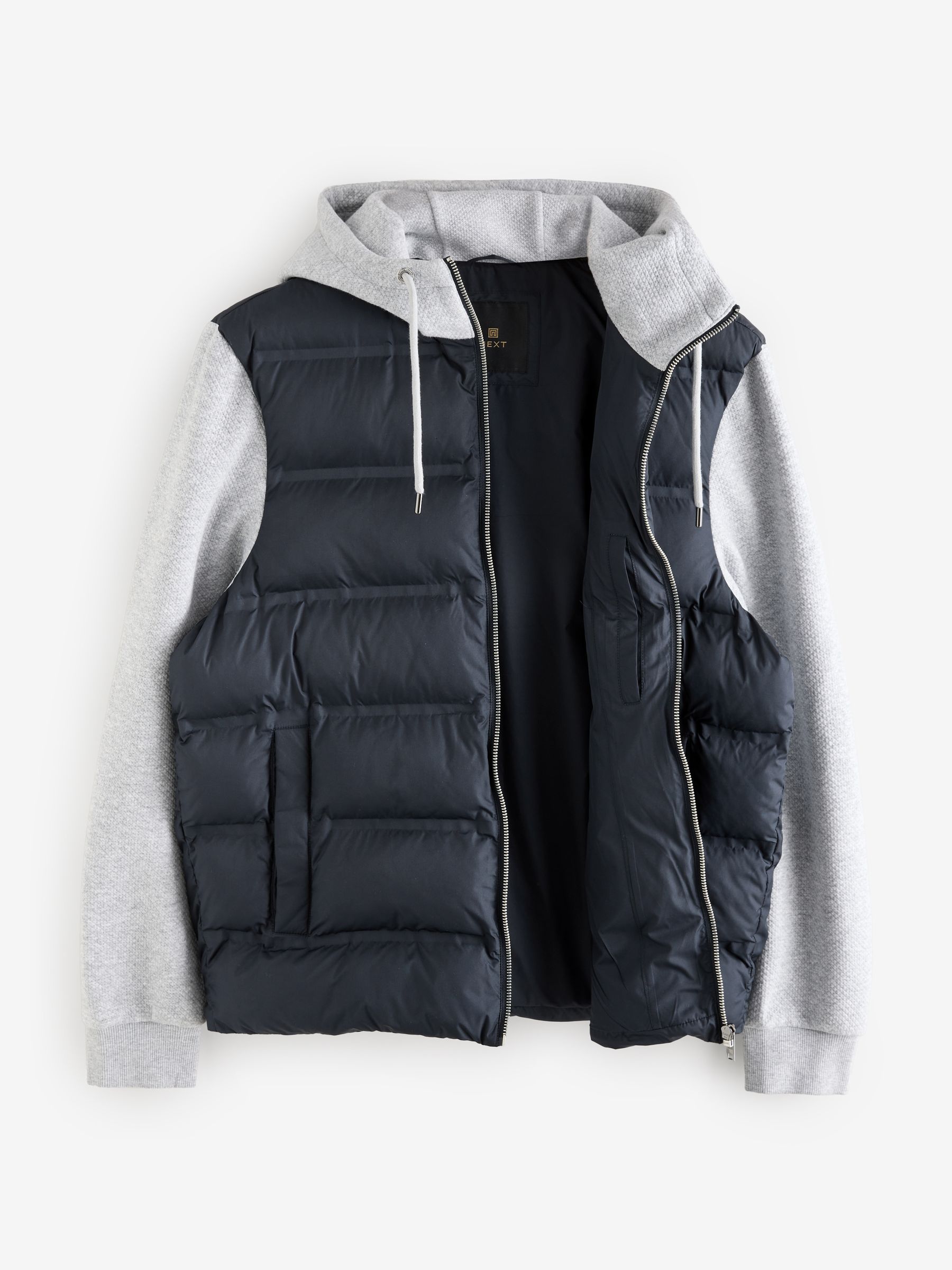 Buy Blue/Grey Jersey Sleeve Hybrid Puffer Jacket from the Next UK ...
