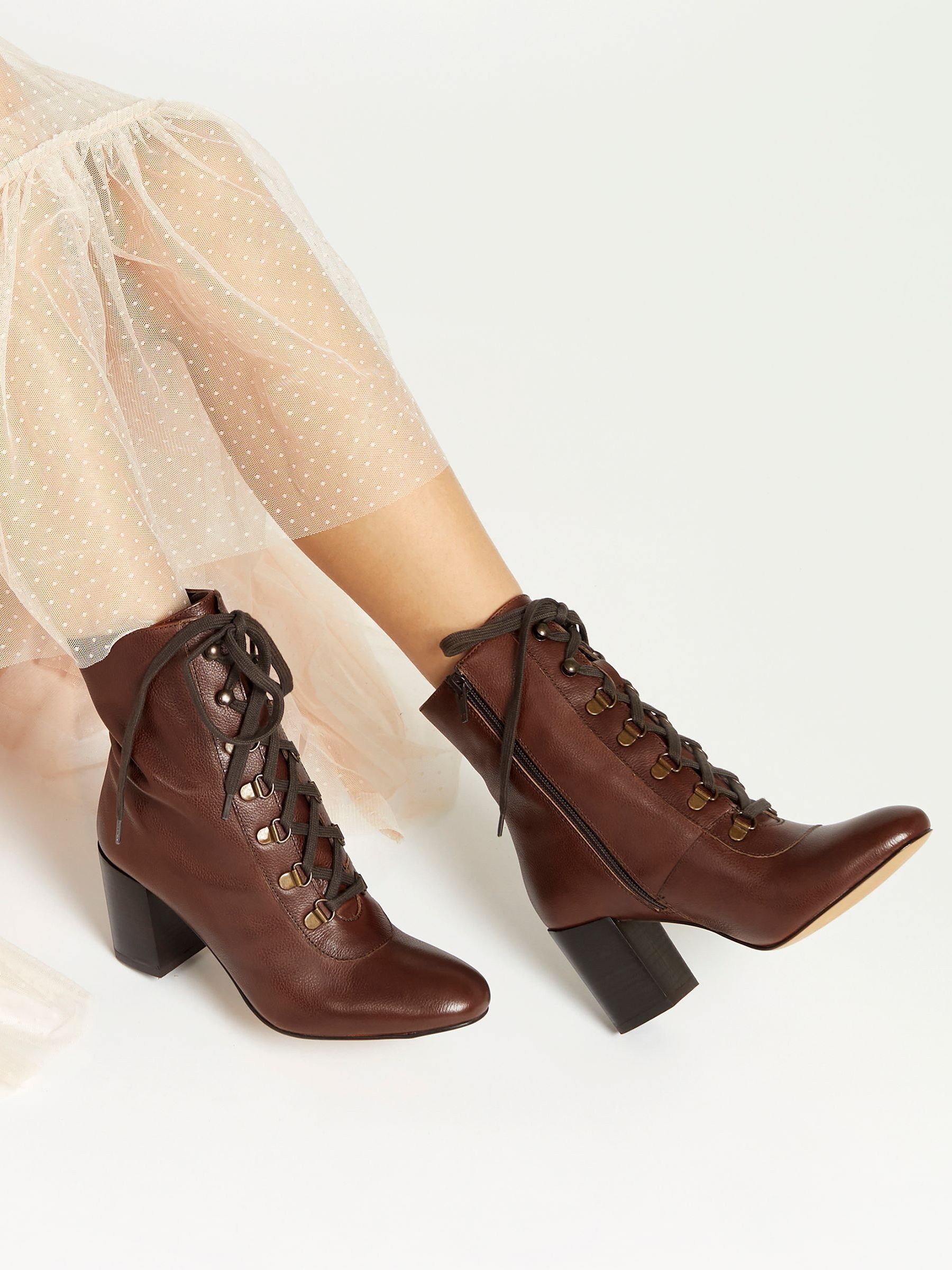 Buy Tan Brown Liana Lace-Up Heeled Ladies Ankle Boots from the Next UK ...