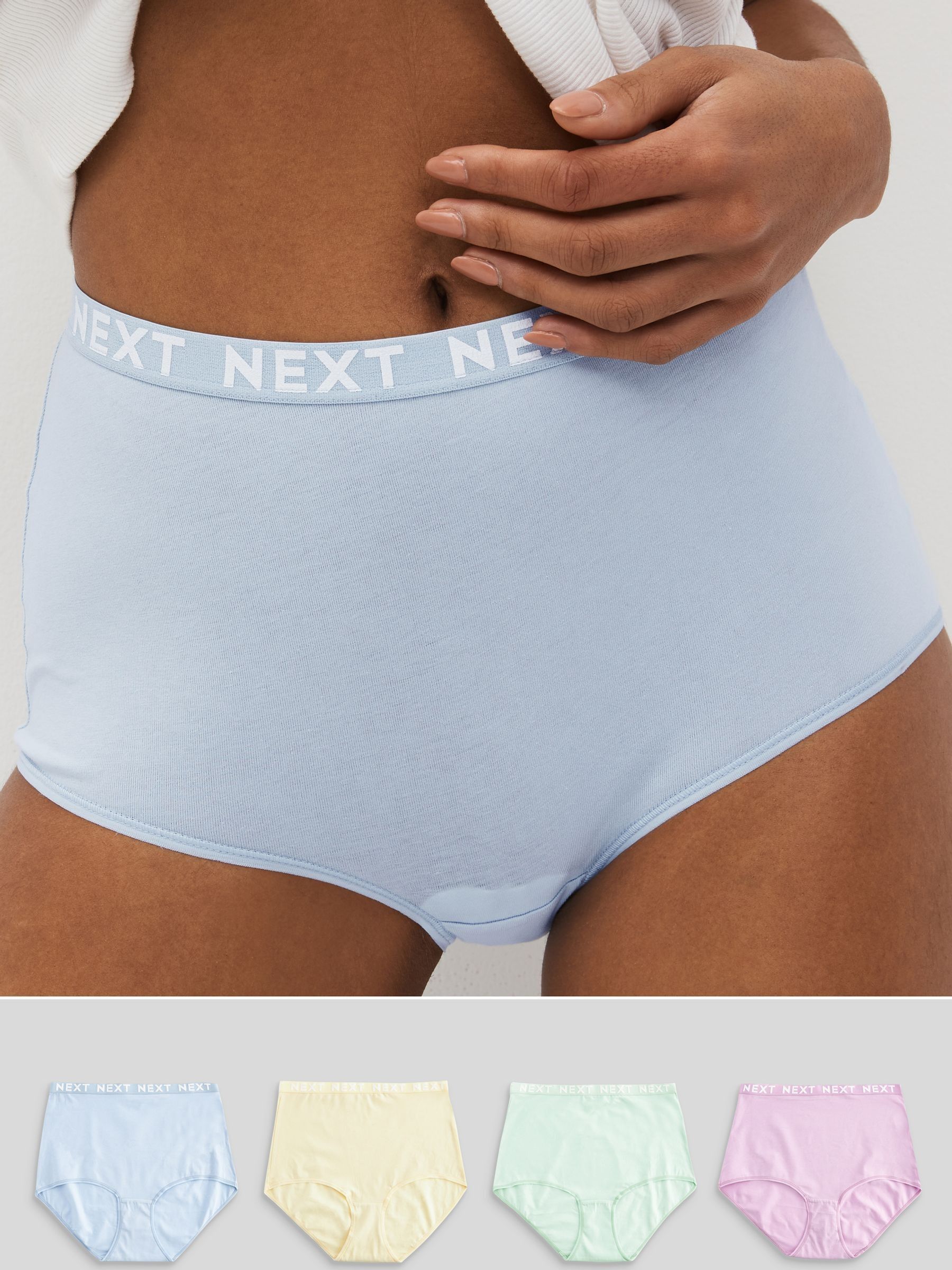 Buy Pastel Colours Full Brief Cotton Rich Logo Knickers 4 Pack from the Next UK online shop