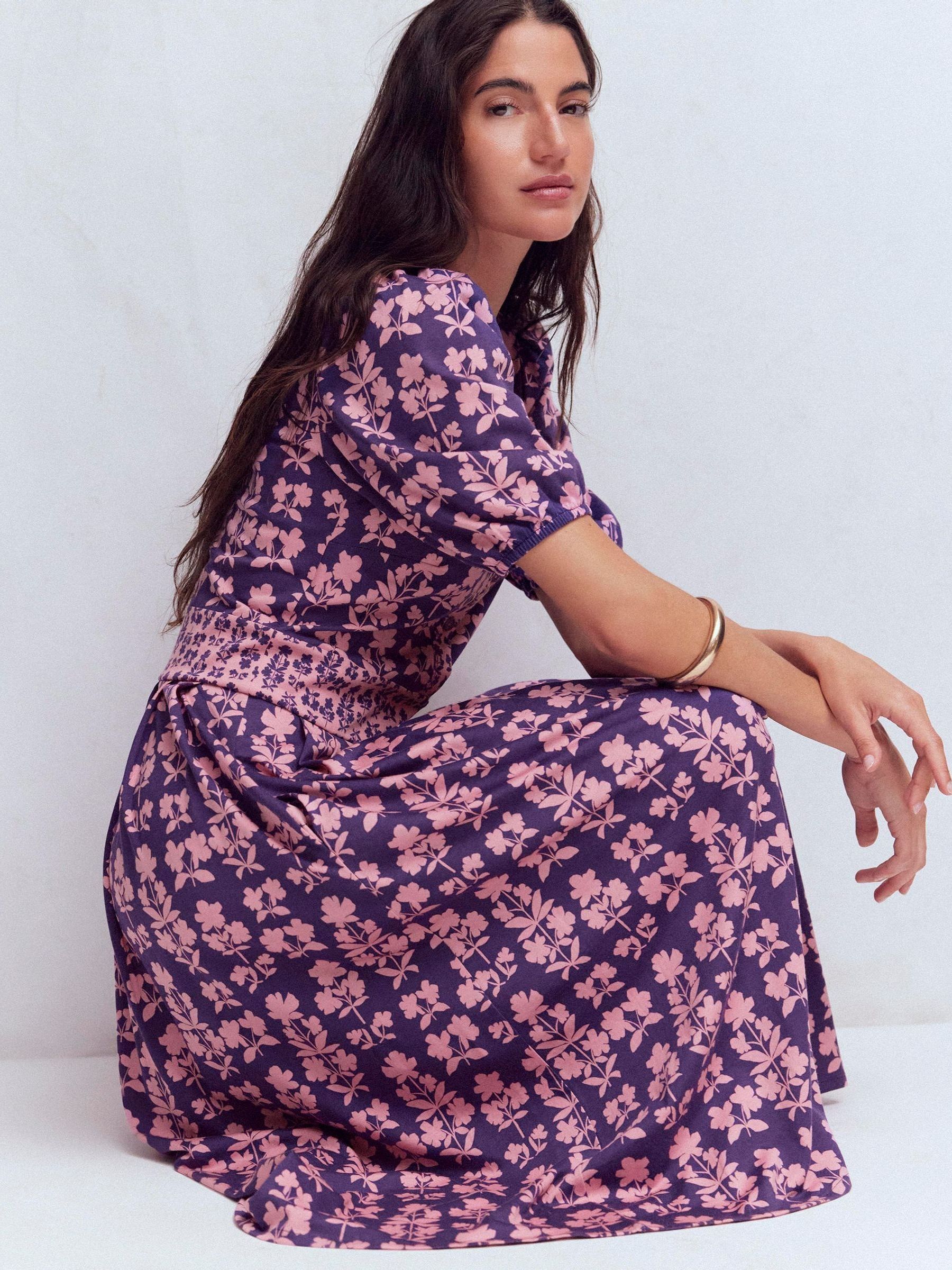 Buy Boden Purple Amber Pleated Cotton Blend Jersey Midi Dress from Next ...