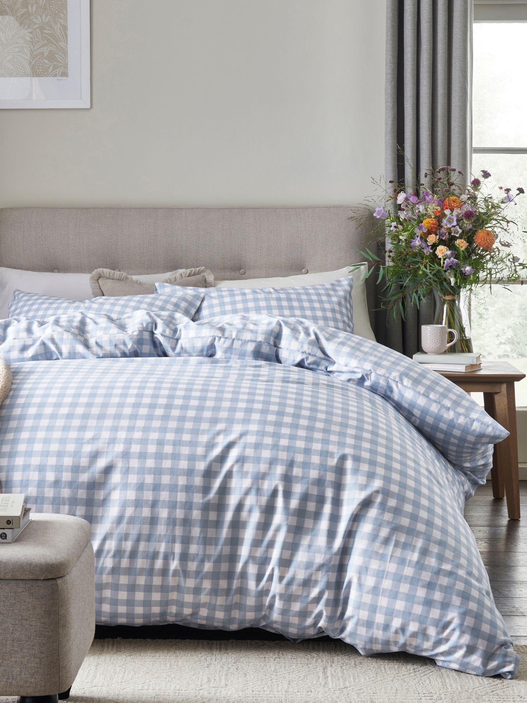 Buy Blue Gingham Reversible Duvet Cover and Pillowcase Set from the ...