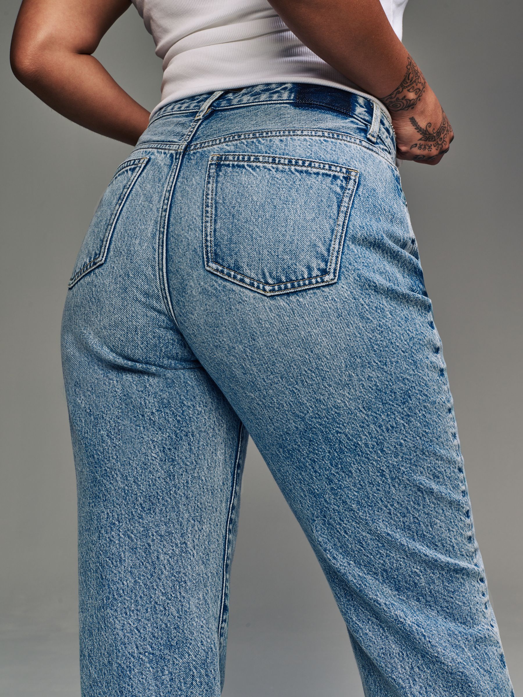 Buy Mid Blue Hourglass Rigid Straight Leg 100% Cotton Jeans from the ...