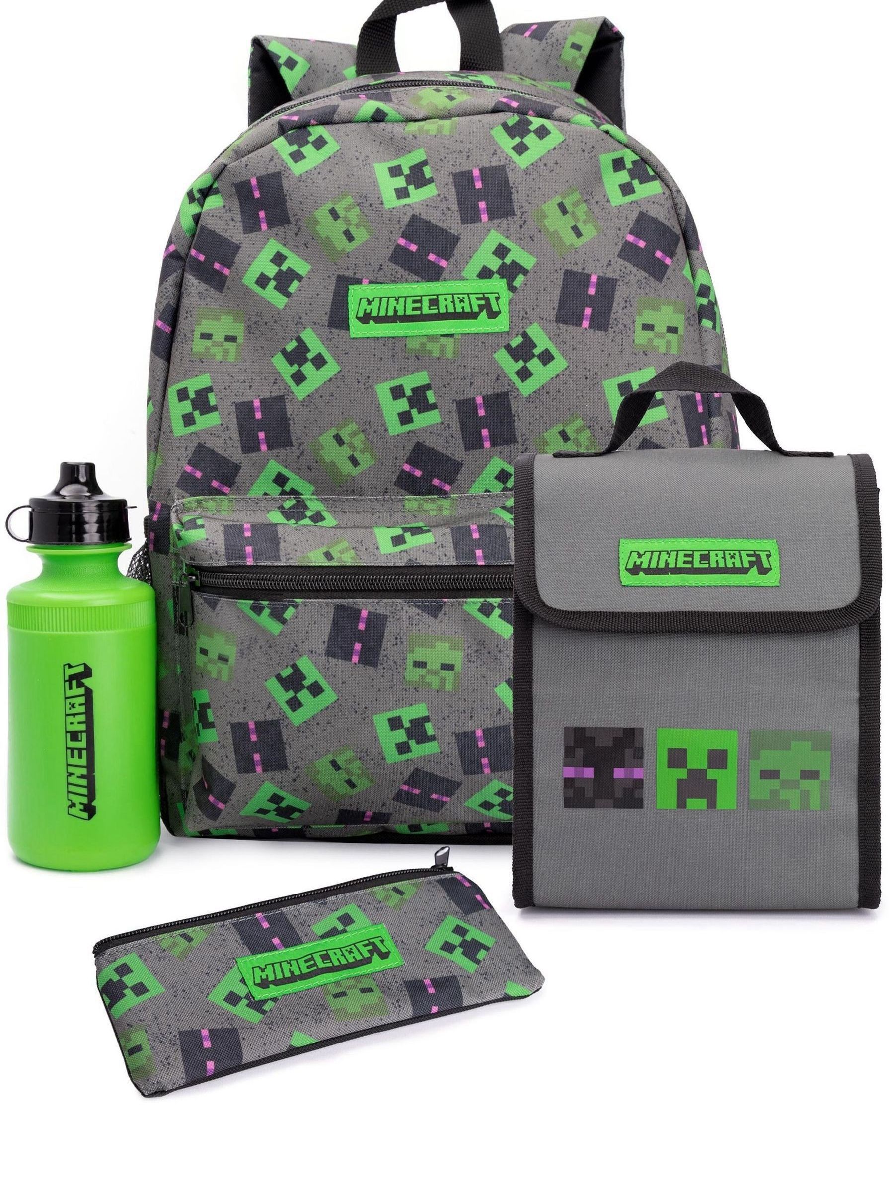 Buy Vanilla Underground Grey Minecraft Boys Creeper 4 Piece Backpack ...
