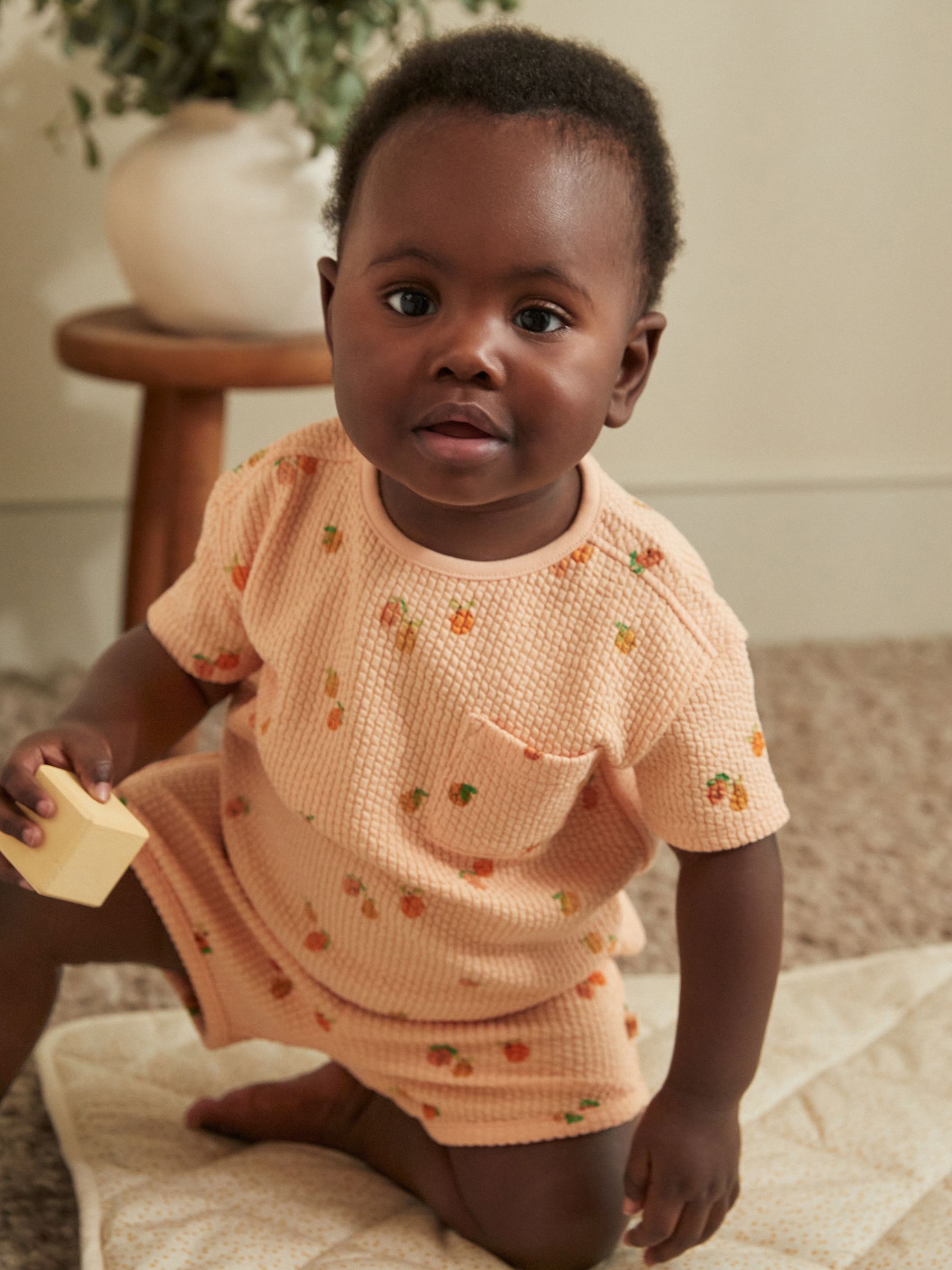 Buy Fluro Green/ Orange Floral 2 Pack Baby T-Shirts and Shorts Set from ...