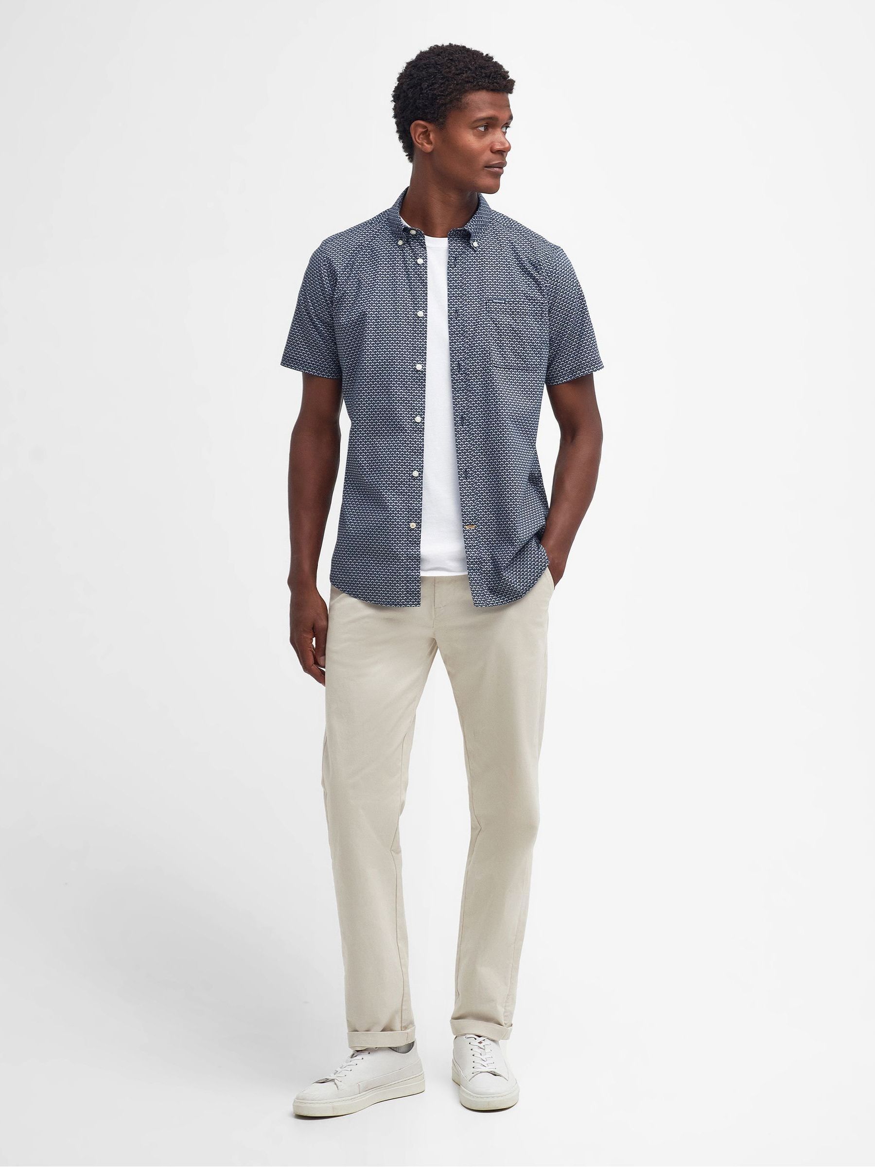 Buy Barbour® Navy Shell Print Short Sleeve 100% Cotton Shirt from the ...