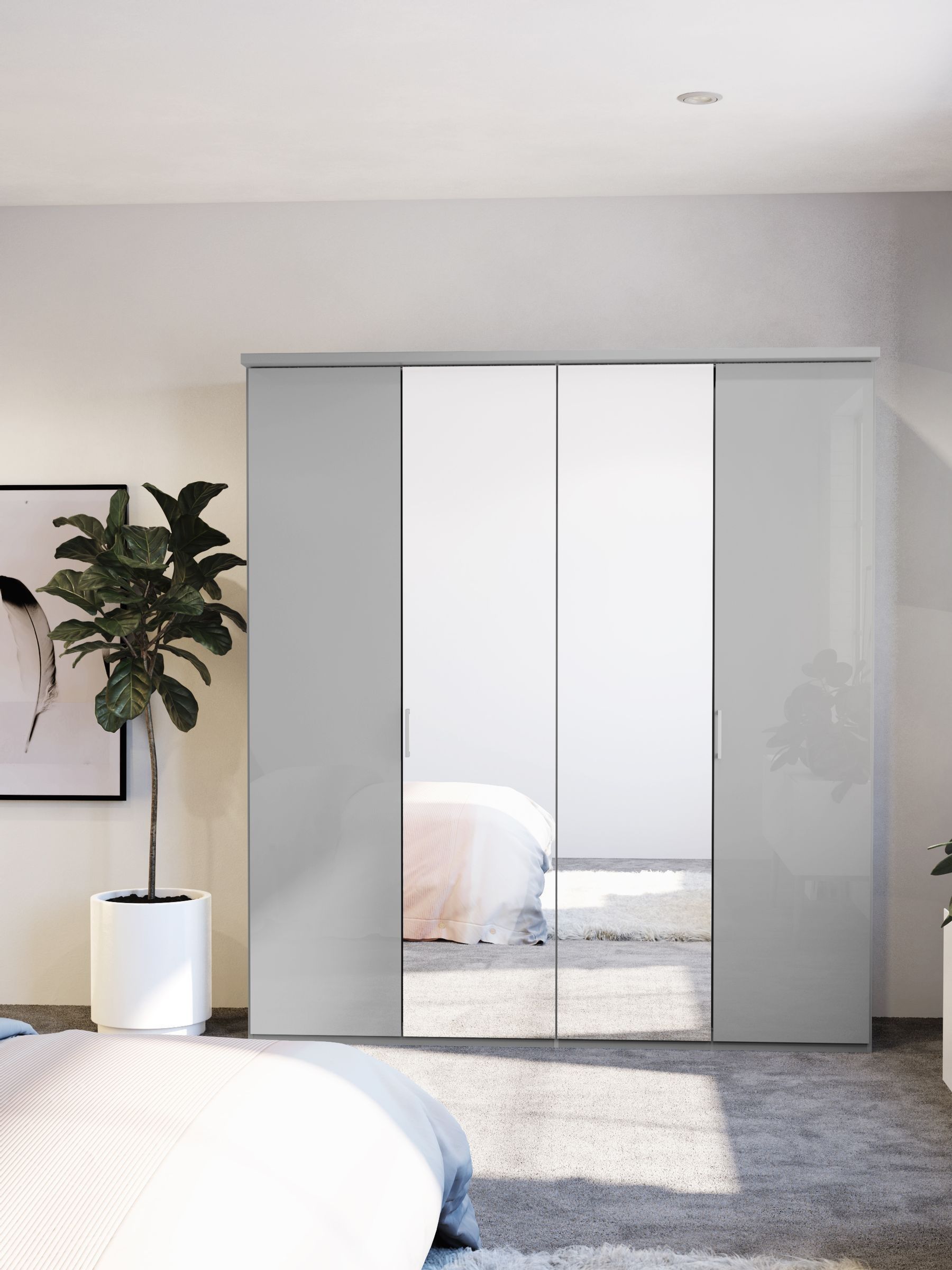 Buy Wiemann Peyton Pebble Grey Glass and Mirror Semi Fitted 4 Door ...
