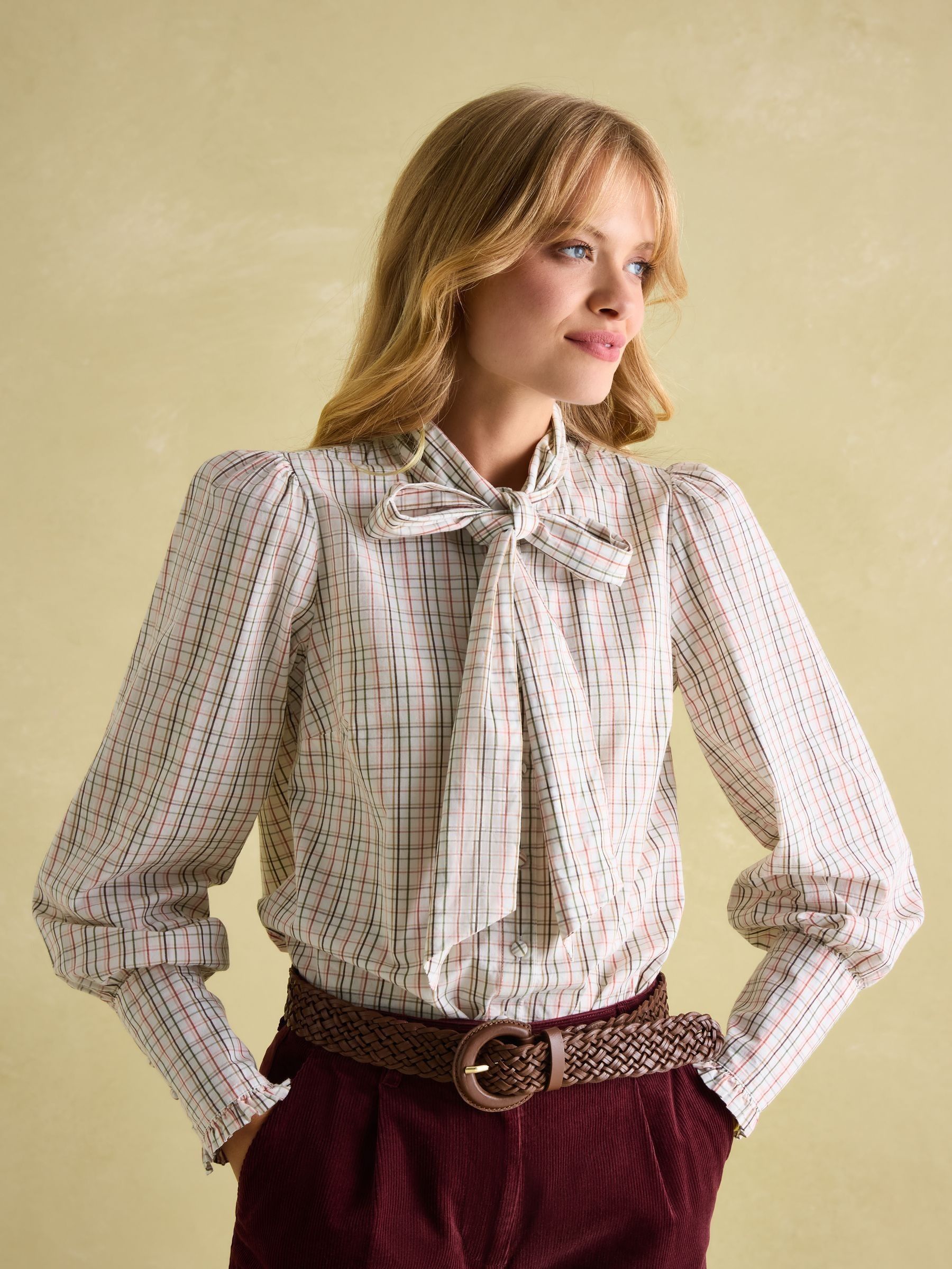 Buy Joules Everly Check Tie Neck Blouse from the Next UK online shop