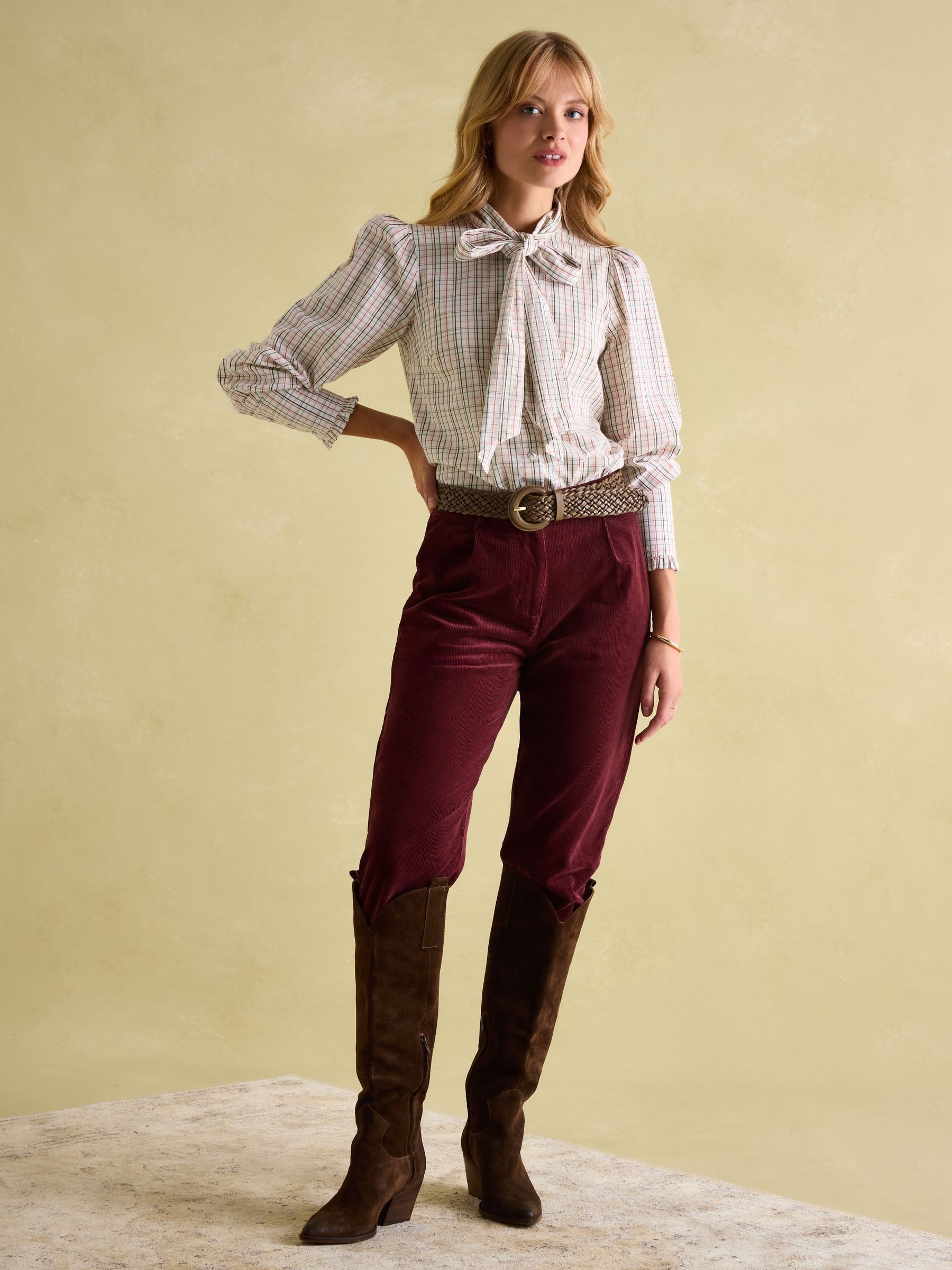 Buy Joules Everly Check Tie Neck Blouse from the Next UK online shop