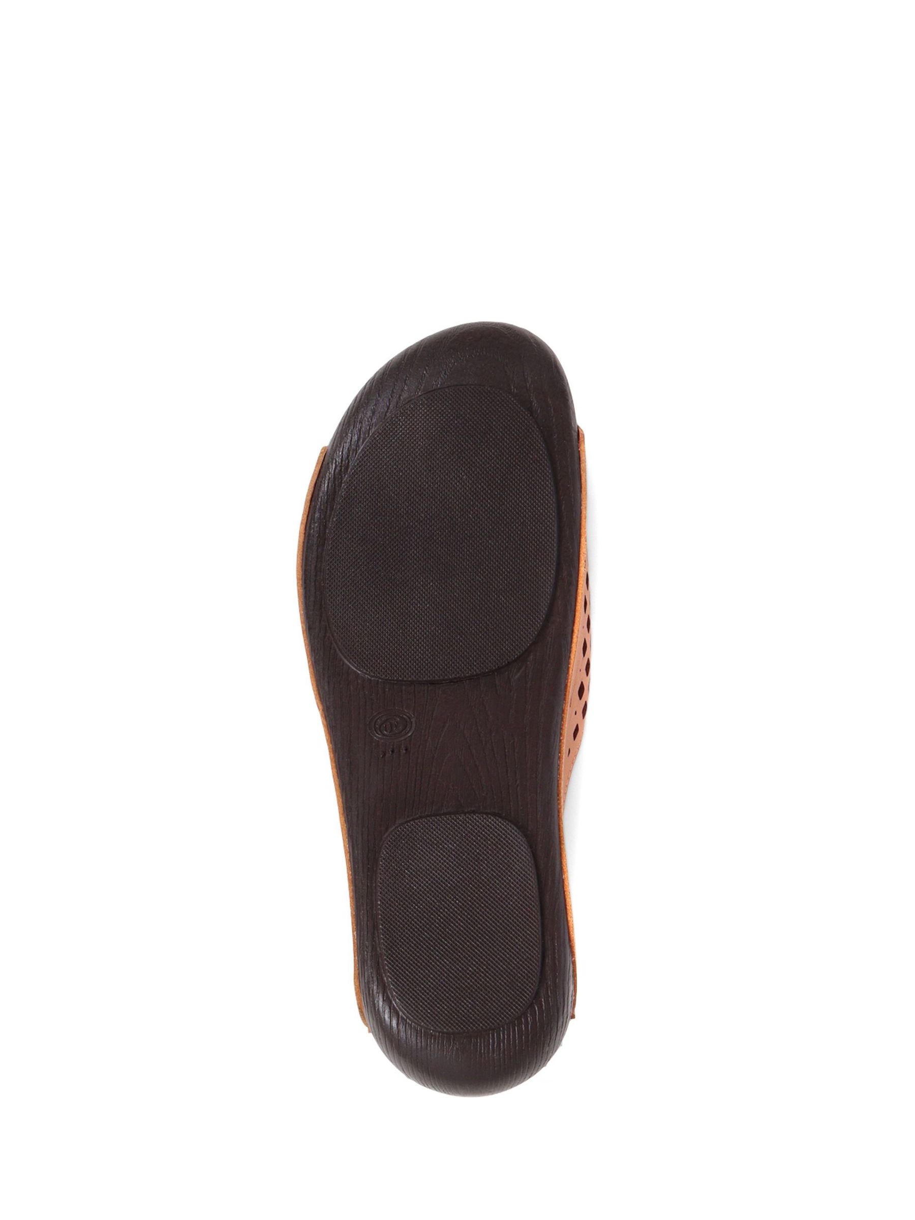Buy Pavers Brown Pavers Perforated Leather Brown Mule Sliders from the ...