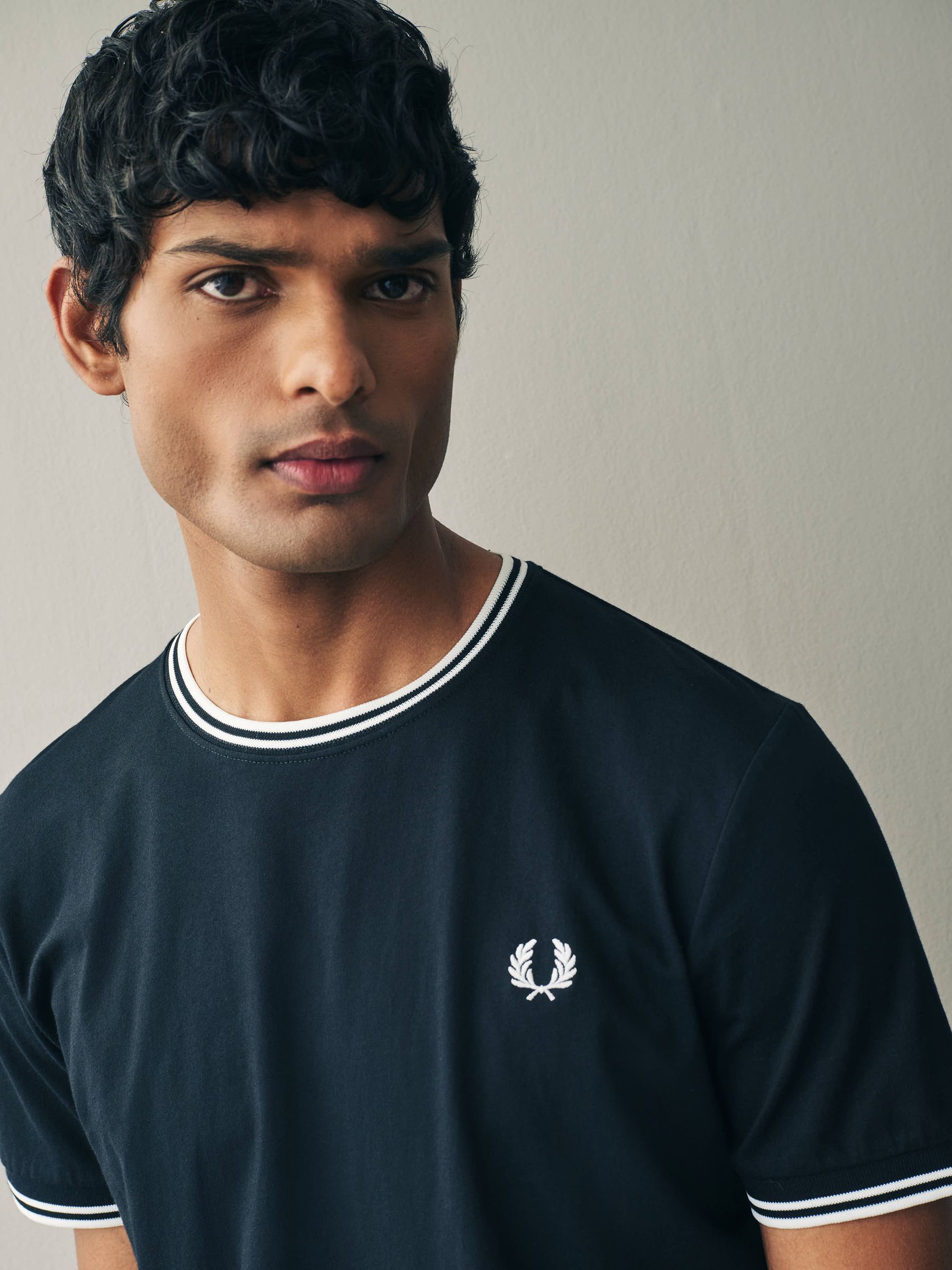 Buy Fred Perry Black Chrome Twin Tipped Logo T-Shirt from Next United ...