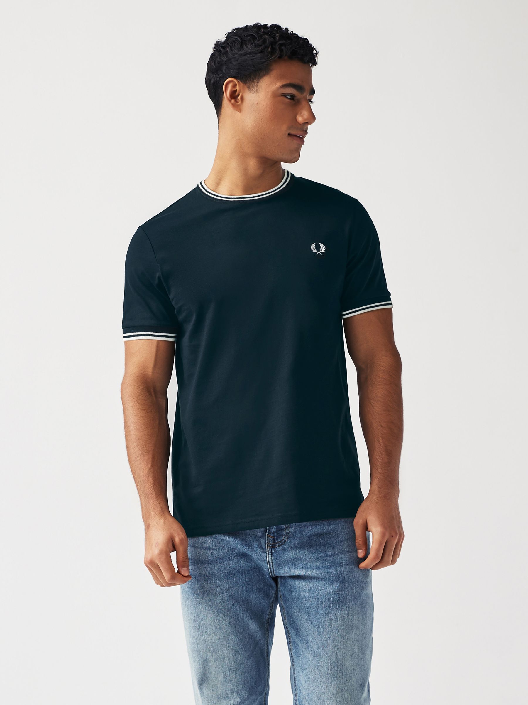 Buy Fred Perry Black Chrome Twin Tipped Logo T-Shirt from Next United ...