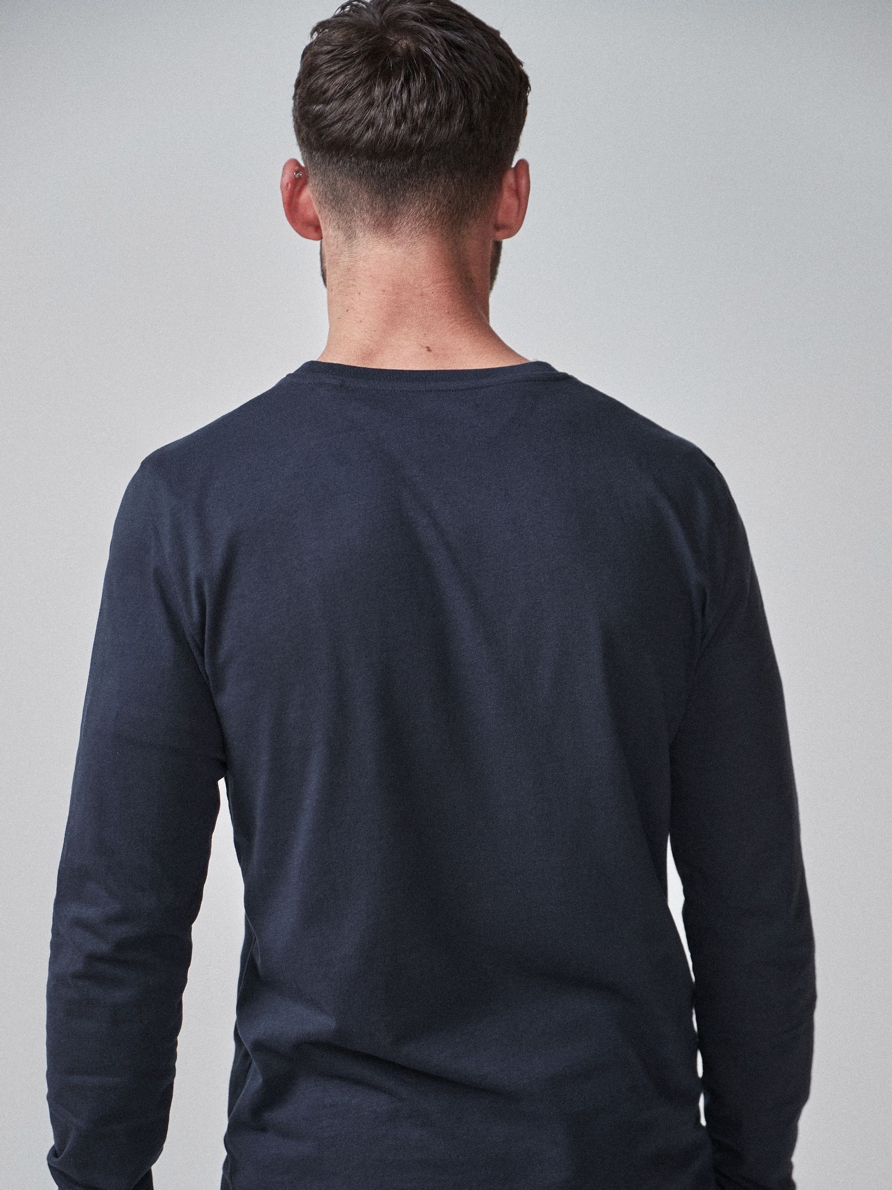 Buy Navy Blue Slim Fit Long Sleeve Crew Neck T-Shirt from Next Australia
