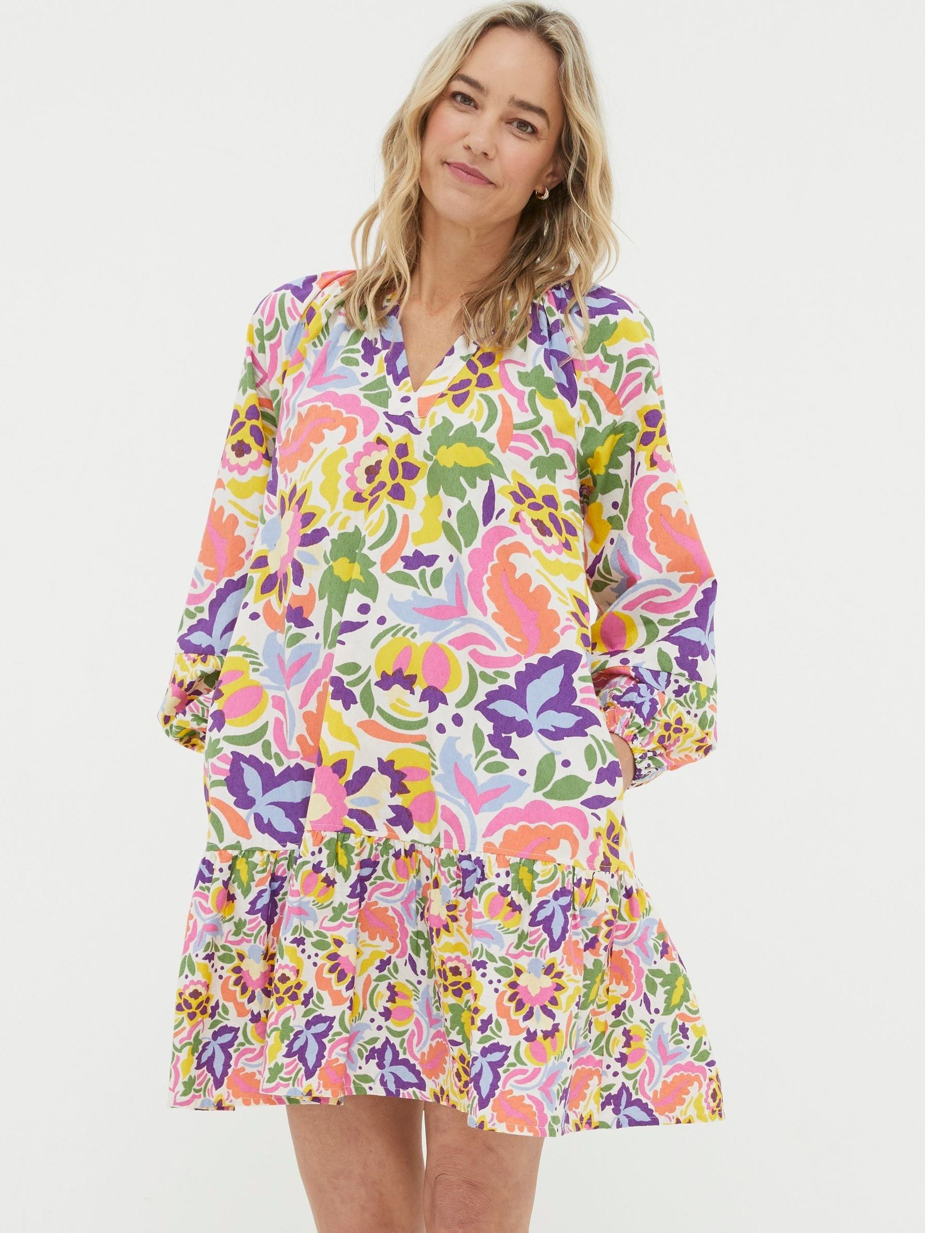 Buy FatFace Yellow Art Floral Tunic Dress from the Next UK online shop