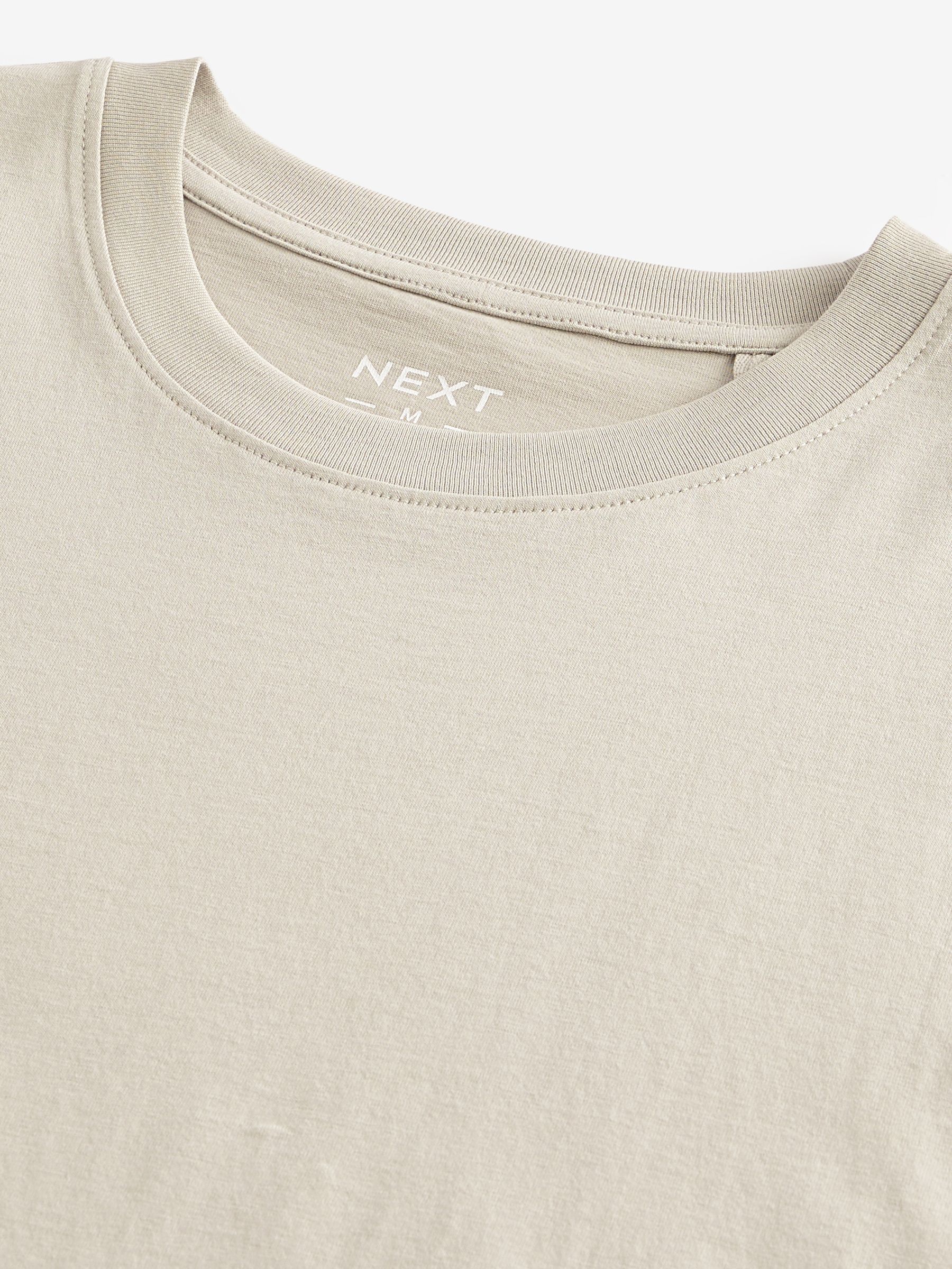 Buy Neutral Relaxed Fit Essential Crew Neck Cotton T-Shirt from the ...