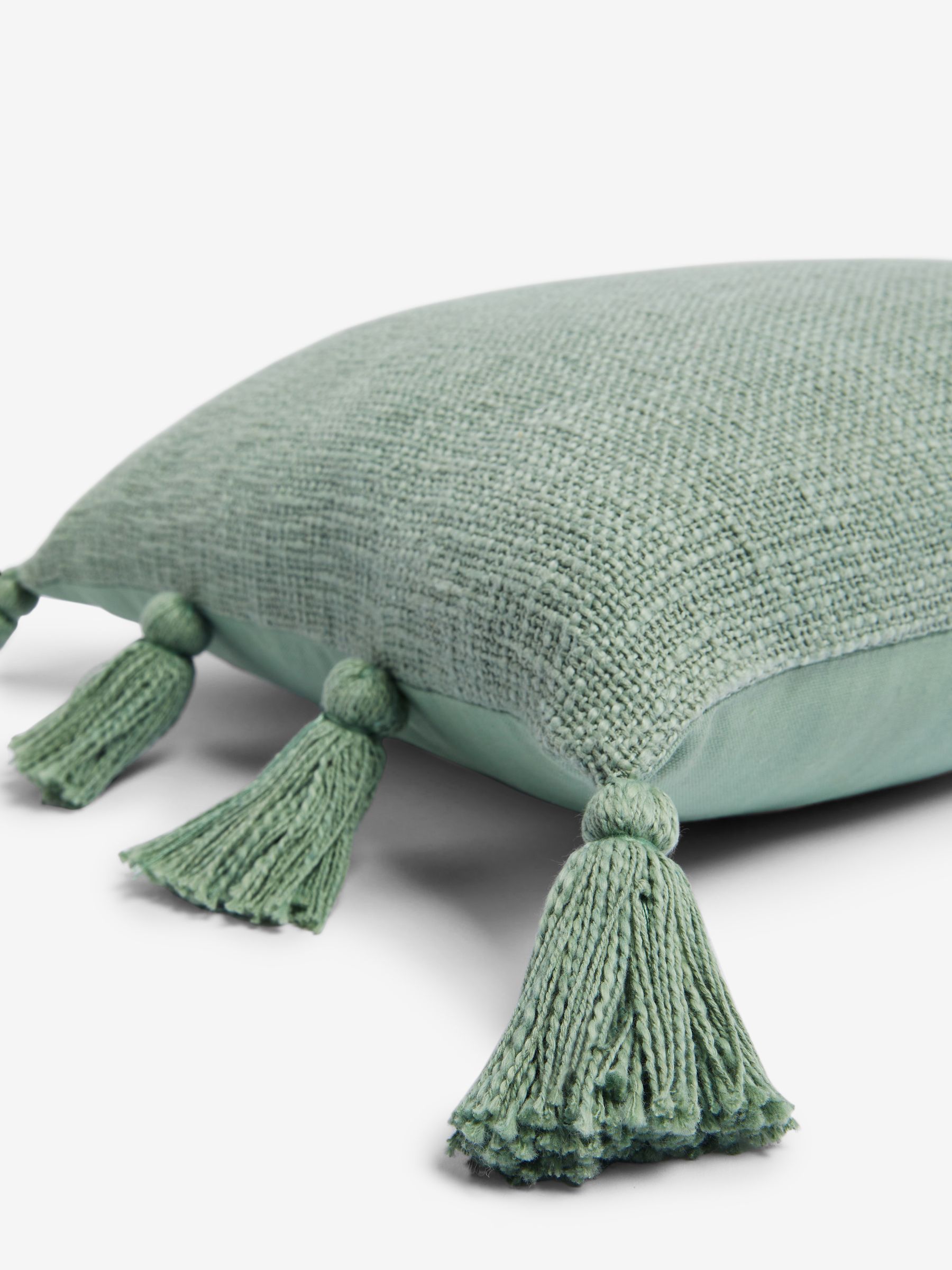 Buy Sage Green 43 x 43cm Sahara Tassel Cushion from Next Ireland