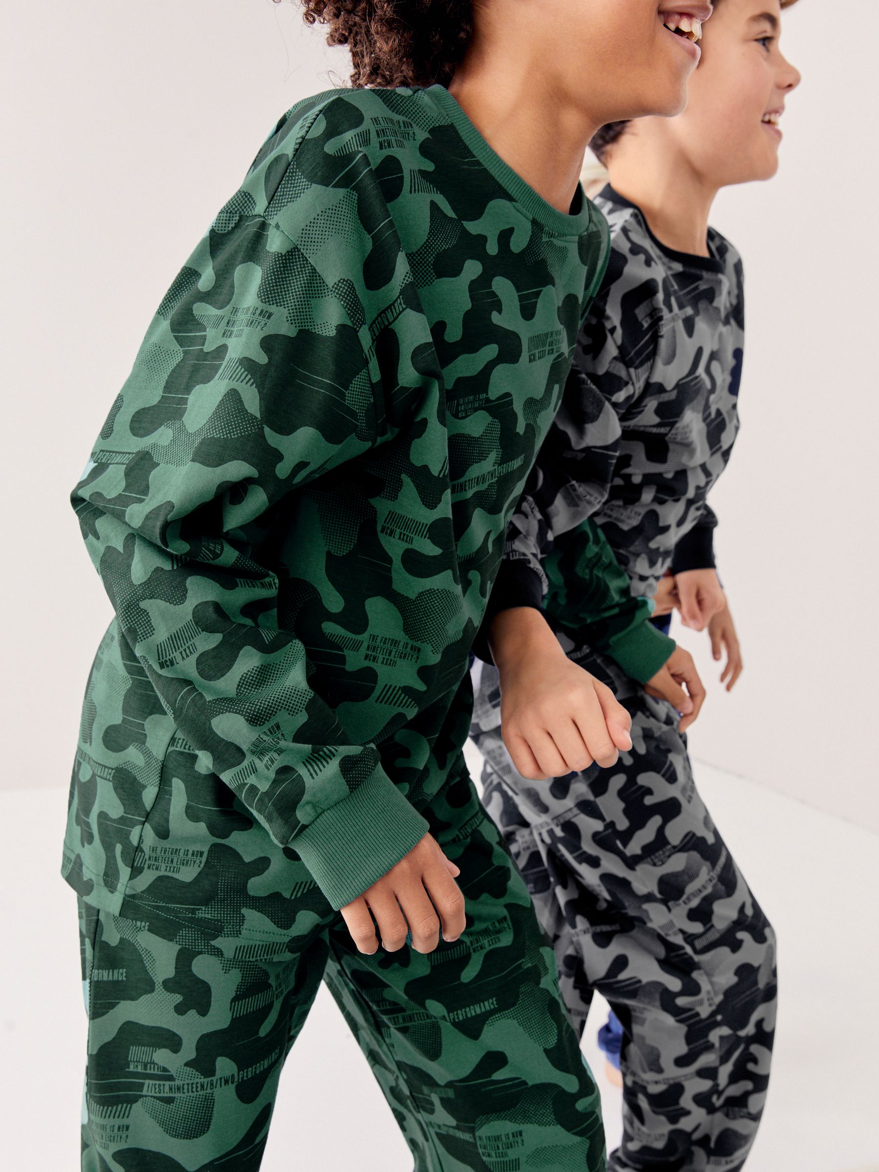 Buy Grey/Blue/Green Camouflage Long Sleeve Pyjamas 3 Pack (3-16yrs ...