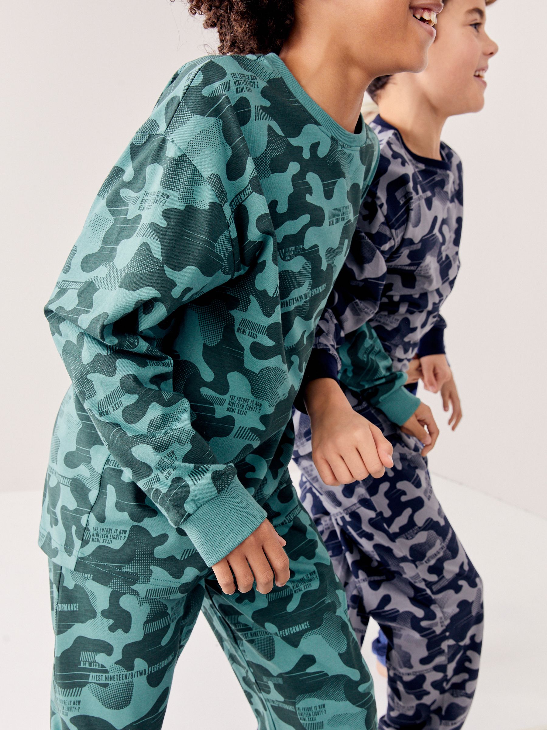 Buy Grey/Blue/Green Camouflage - Long Sleeve Pyjamas 3 Pack (3-16yrs ...