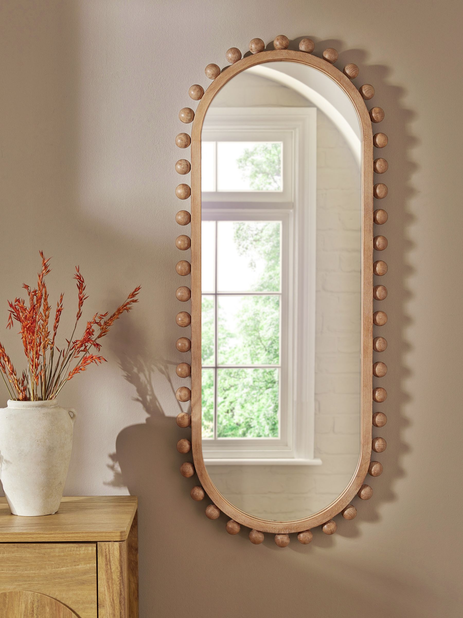 Buy Light Natural Wood Bobbin Full Length Wall Mirror from the Next UK ...