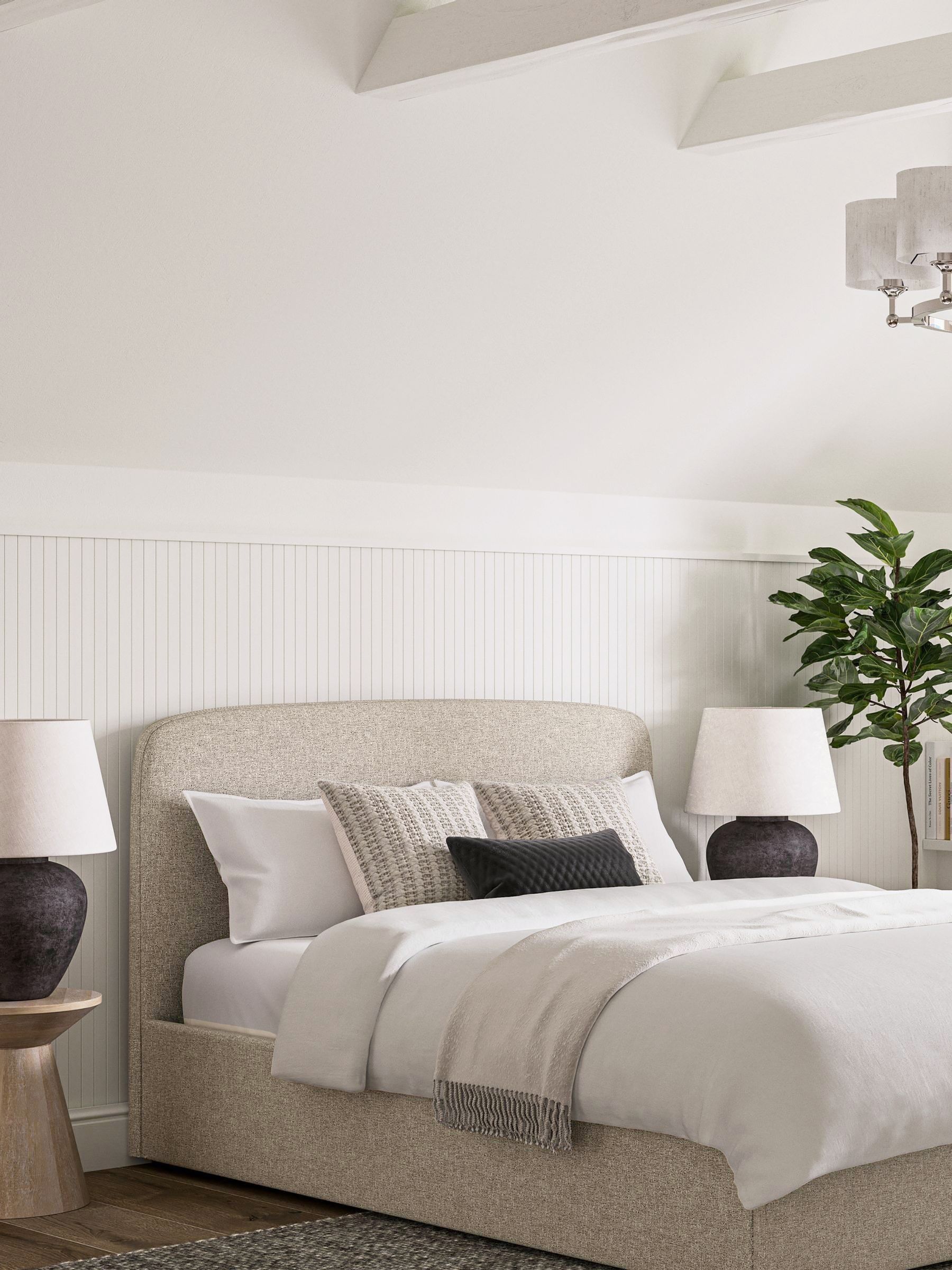 Buy Natural Light Tweedy Plain Matson Upholstered Bed Ottoman Storage ...