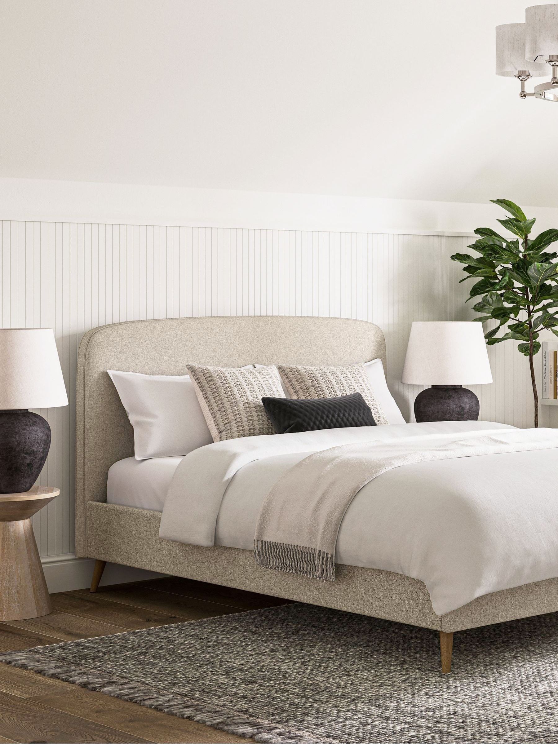 Buy Natural Light Tweedy Plain Matson Upholstered Bed Frame from the ...