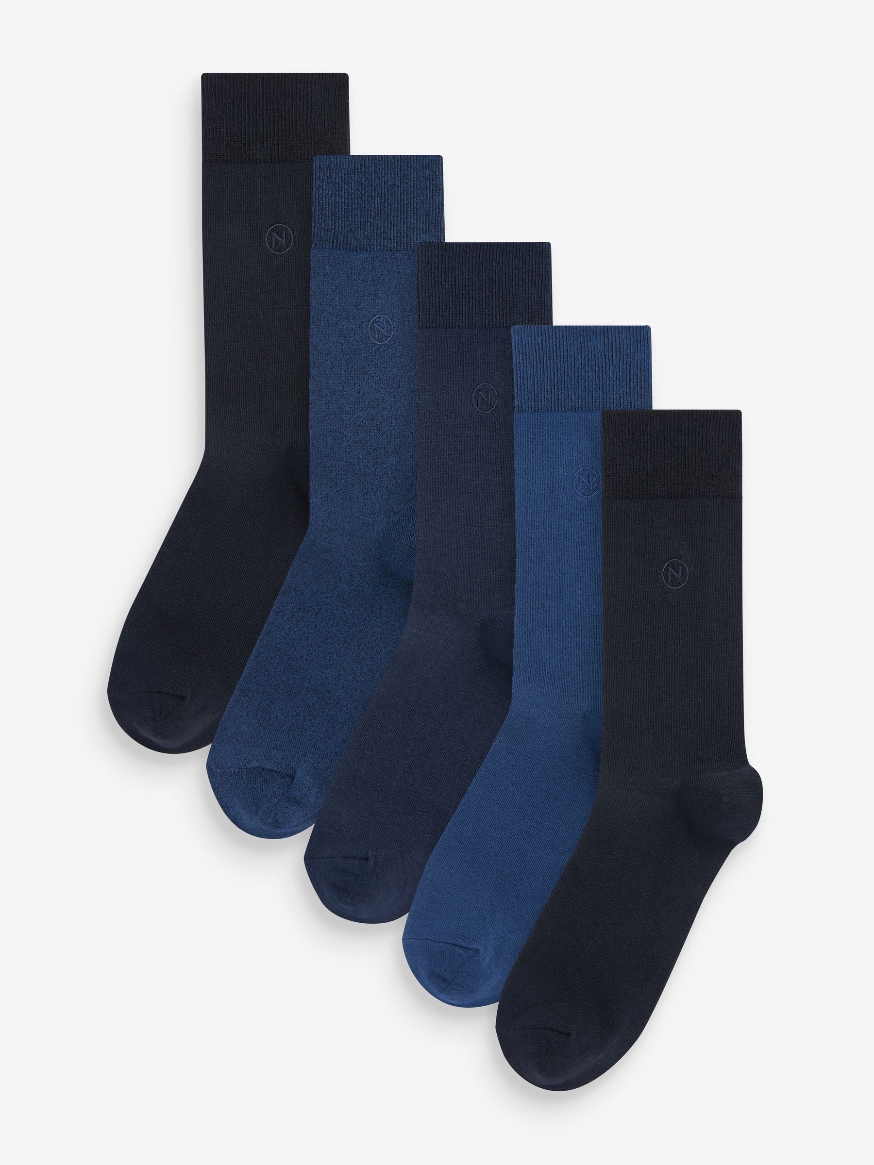 Buy Blue/Navy 5 Pack Embroidered Lasting Fresh Socks from the Next UK ...