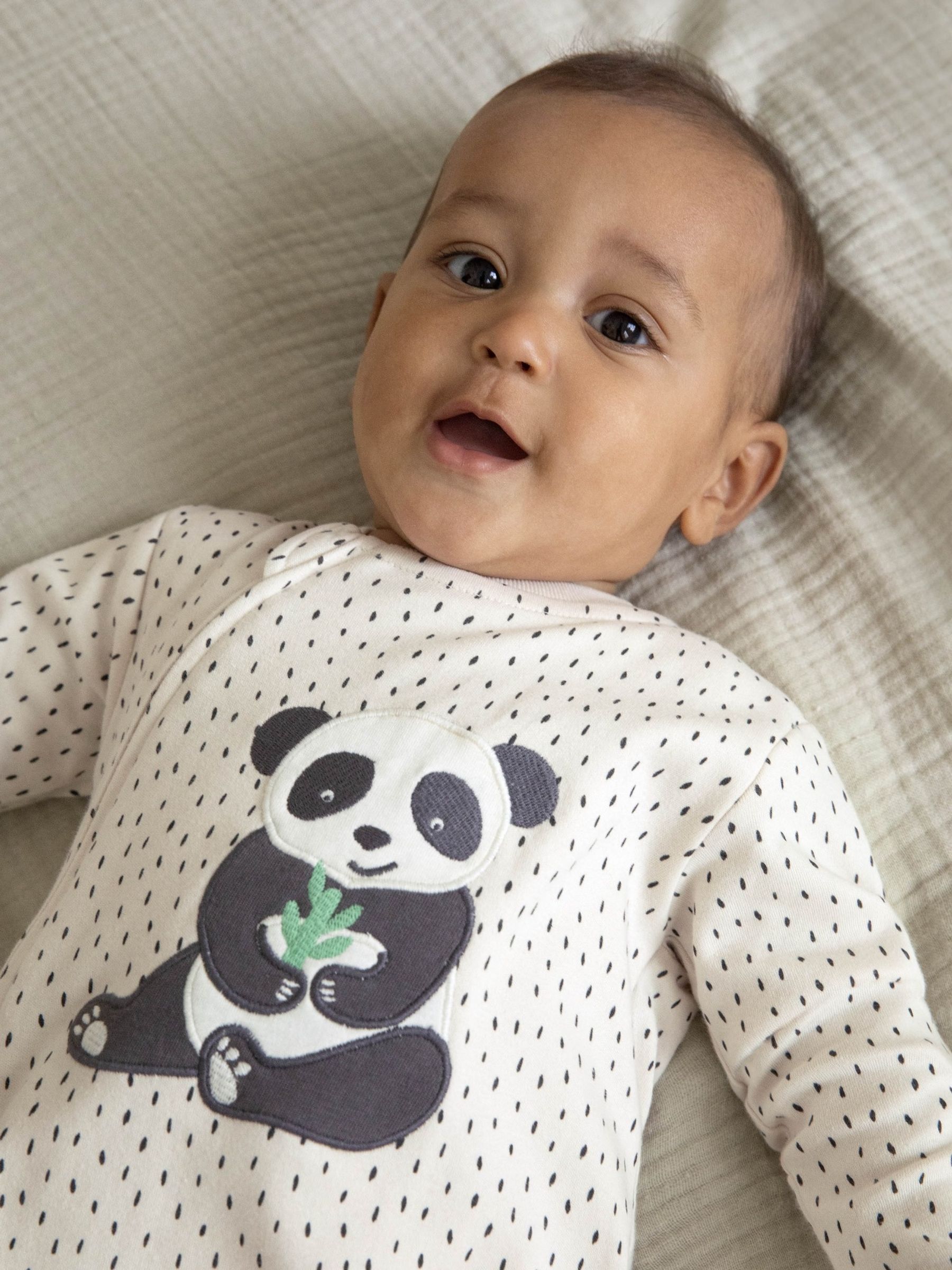Buy JoJo Maman Bébé Cream Appliqué Zip Cotton Baby Sleepsuit from the ...