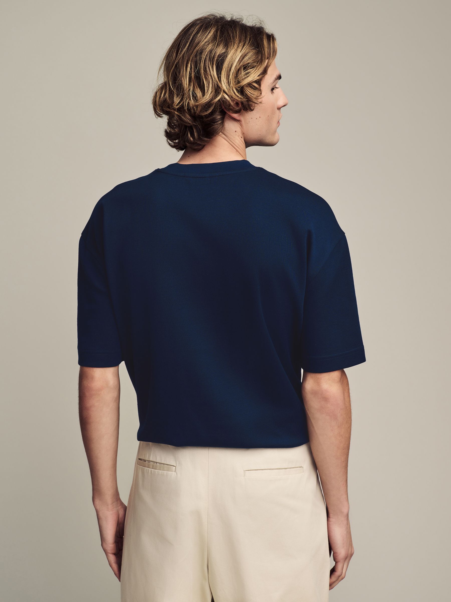 Buy Navy Blue Relaxed Fit Smart Soft Touch Heavyweight T-Shirt from the ...