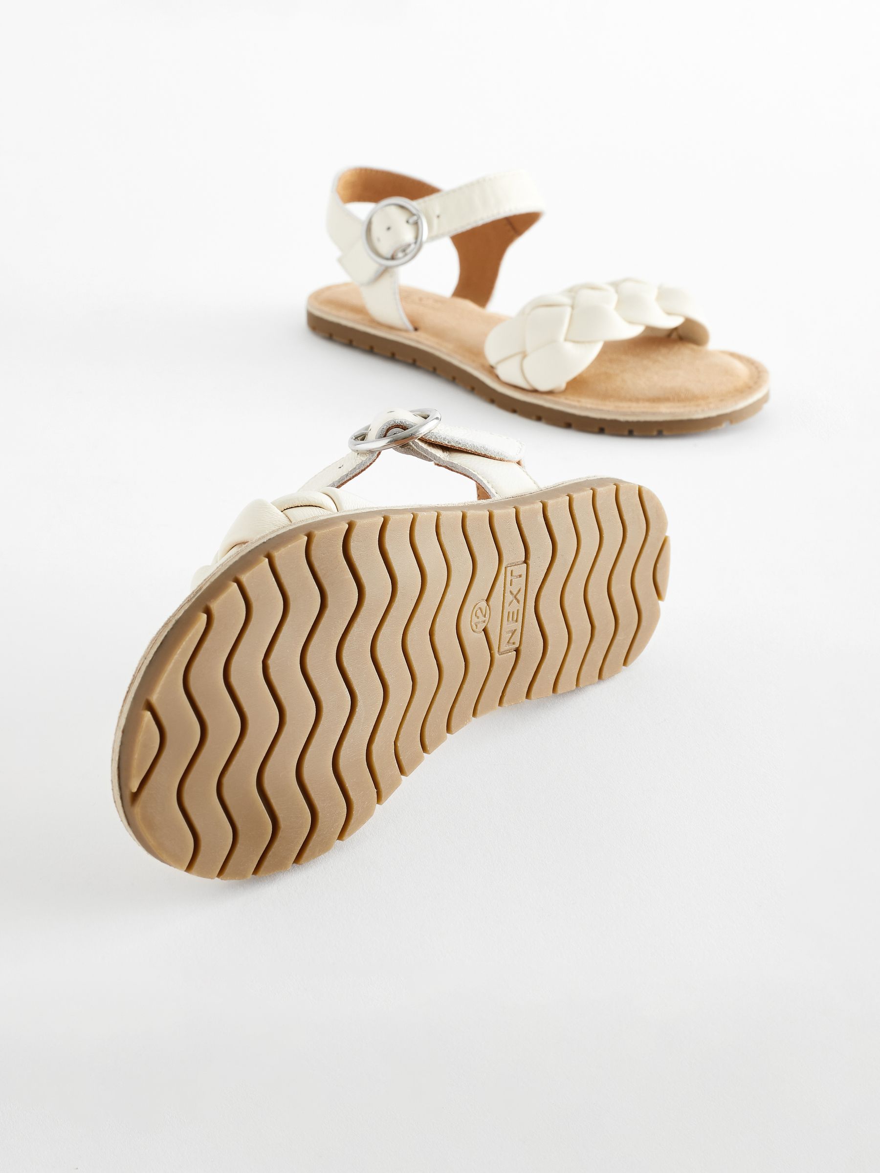 Buy White Leather Plaited Sandals from the Next UK online shop