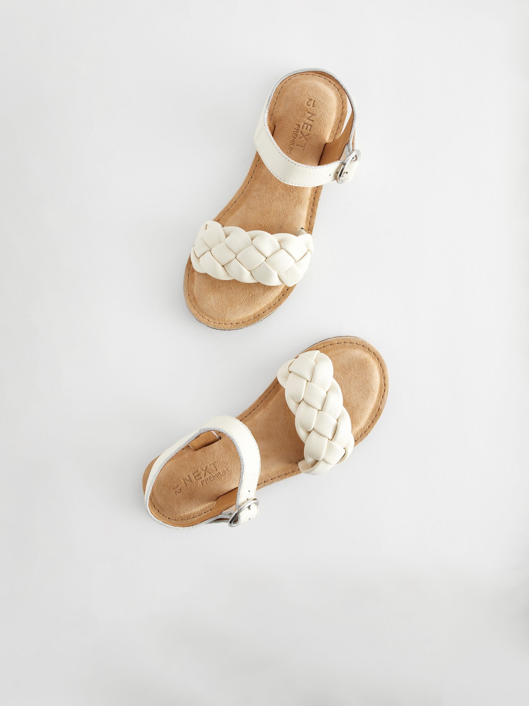 Buy White Leather Plaited Sandals from the Next UK online shop