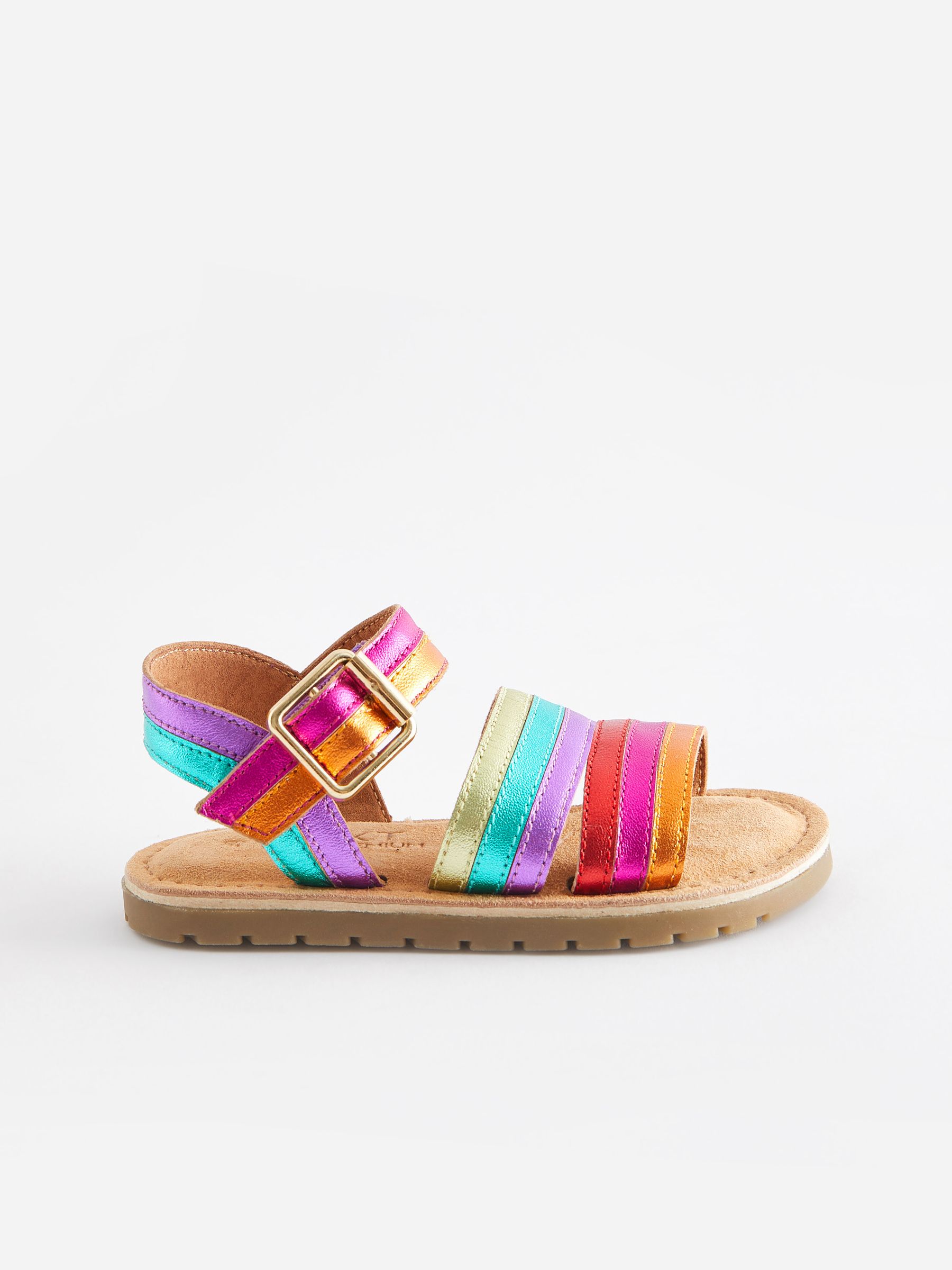 Buy Multi Wide Fit (G) Leather Stripe Sandals from the Next UK online shop