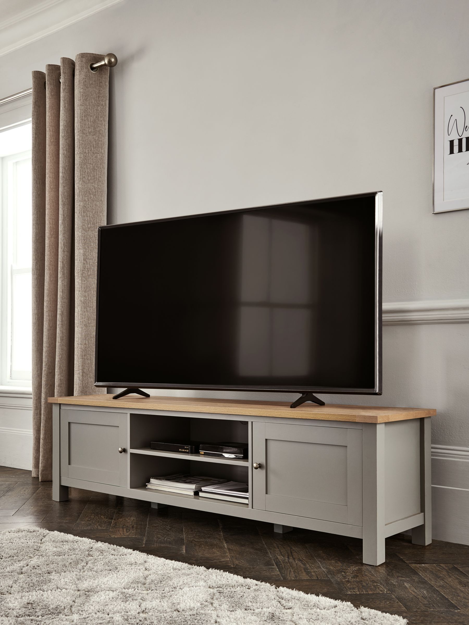 Dove Grey Malvern Oak Effect Up to 80 inch TV Unit