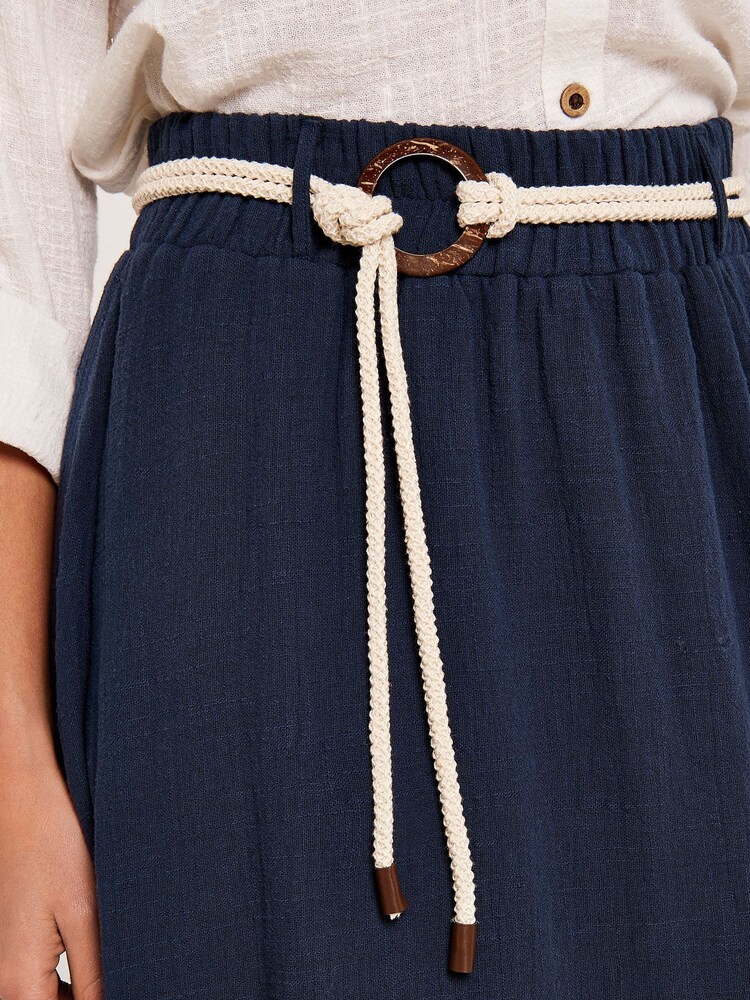 Buy Apricot Blue 100% Cotton Rope Belt Slub Midi Skirt from the Next UK ...