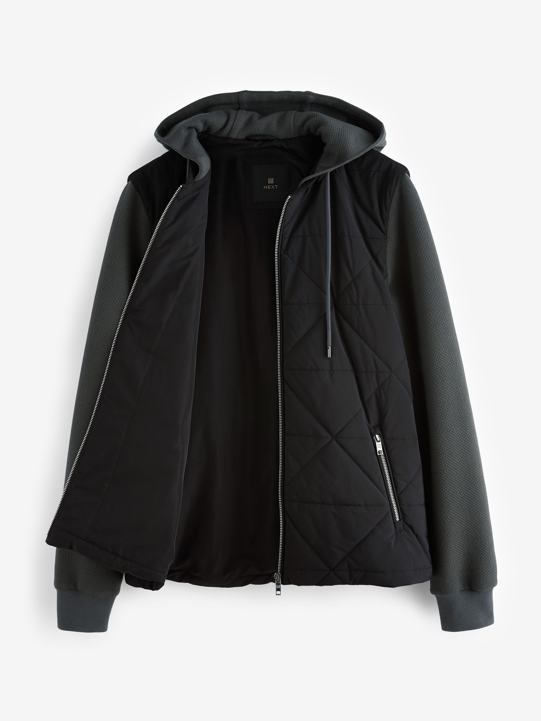 Buy Grey Jersey Sleeve Hybrid Puffer Jacket from the Next UK online shop