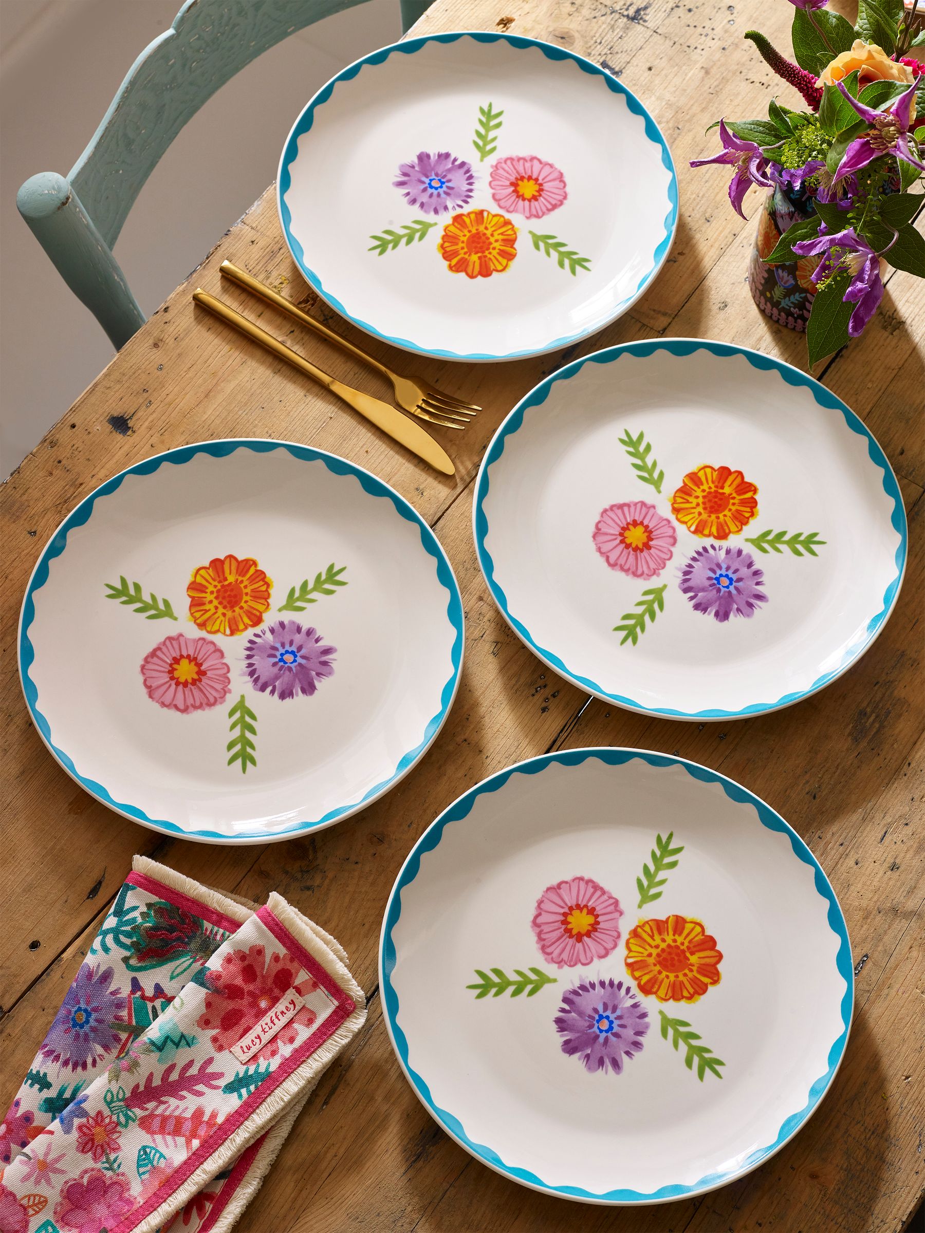 Buy Lucy Tiffney Floral Set of 4 Dinner plates Dinner Plates from the ...