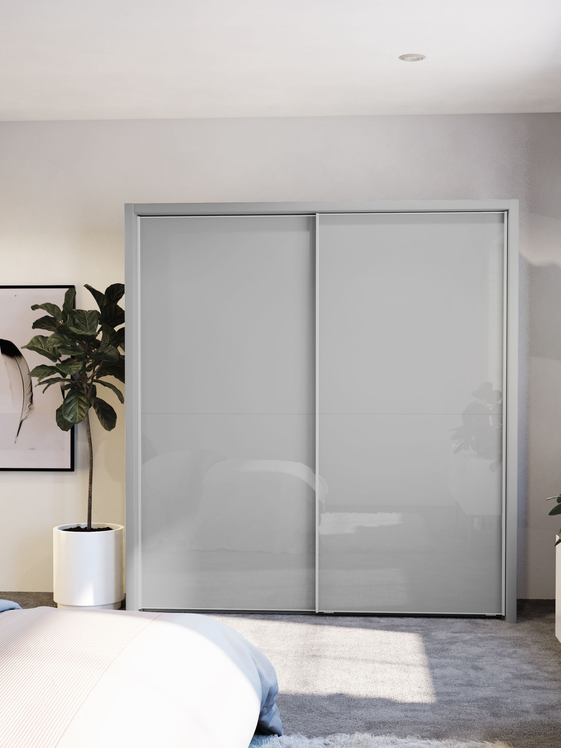Buy Wiemann Pebble Grey Peyton Glass 2.1m Sliding Semi Fitted Wardrobe ...