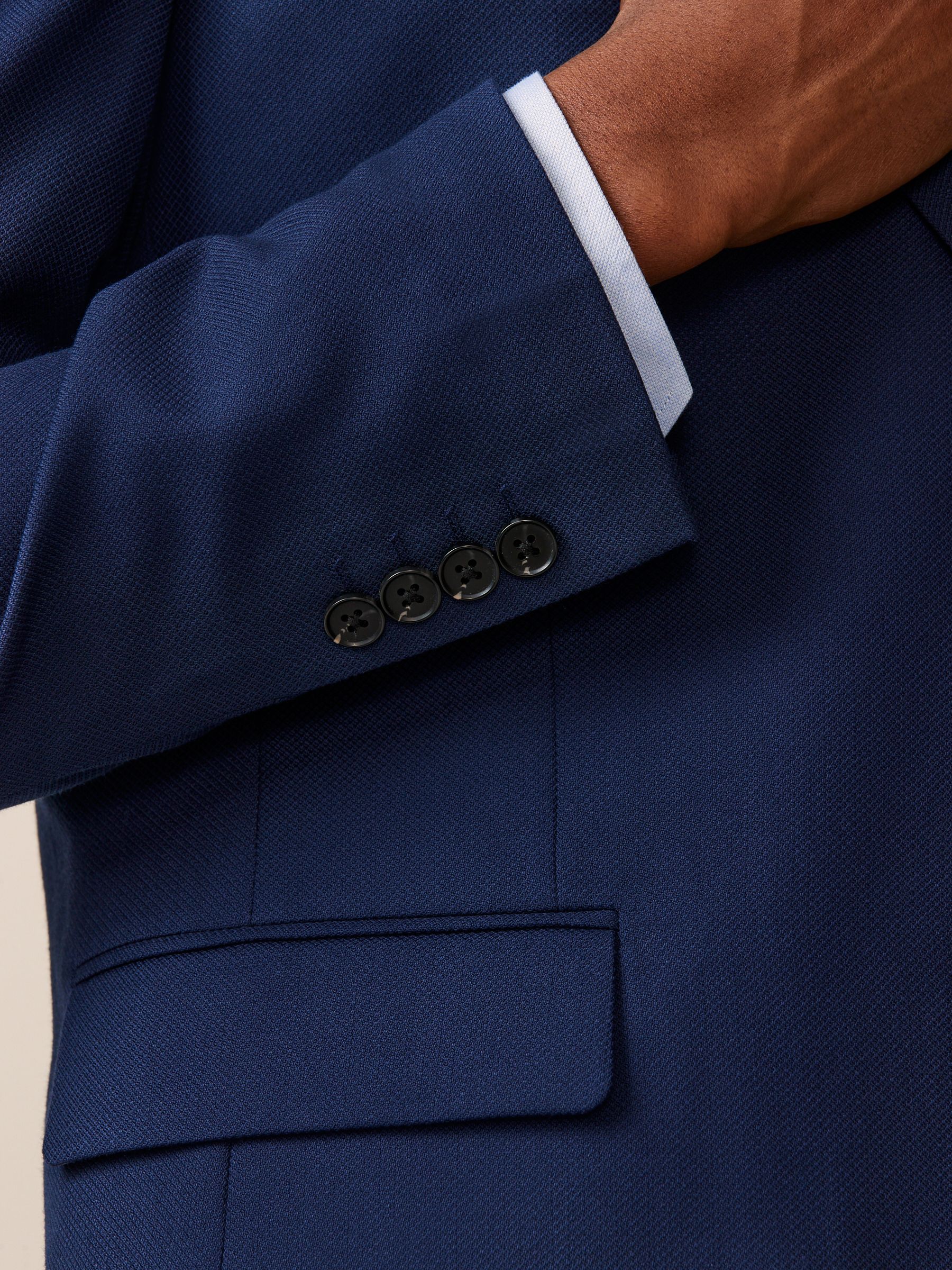Buy Bright Blue Slim Fit Textured Suit Jacket from the Next UK online shop