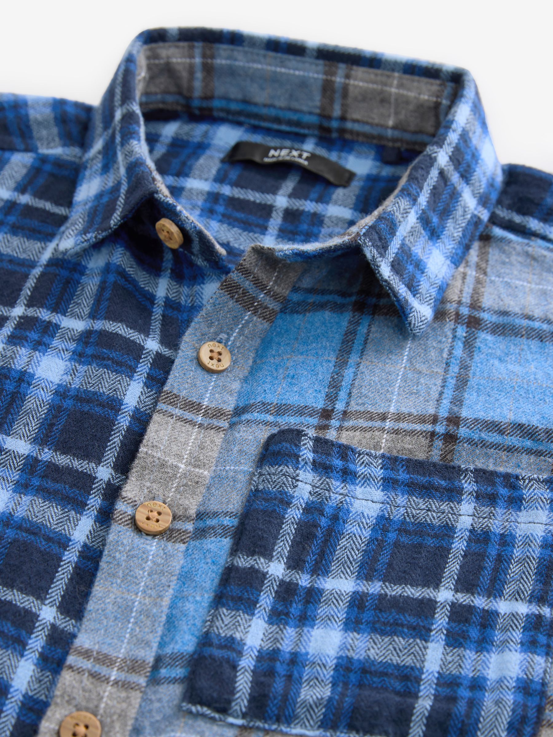 Buy Blue Splice Check 100% Cotton Long Sleeve Check Shirt (3-16yrs ...