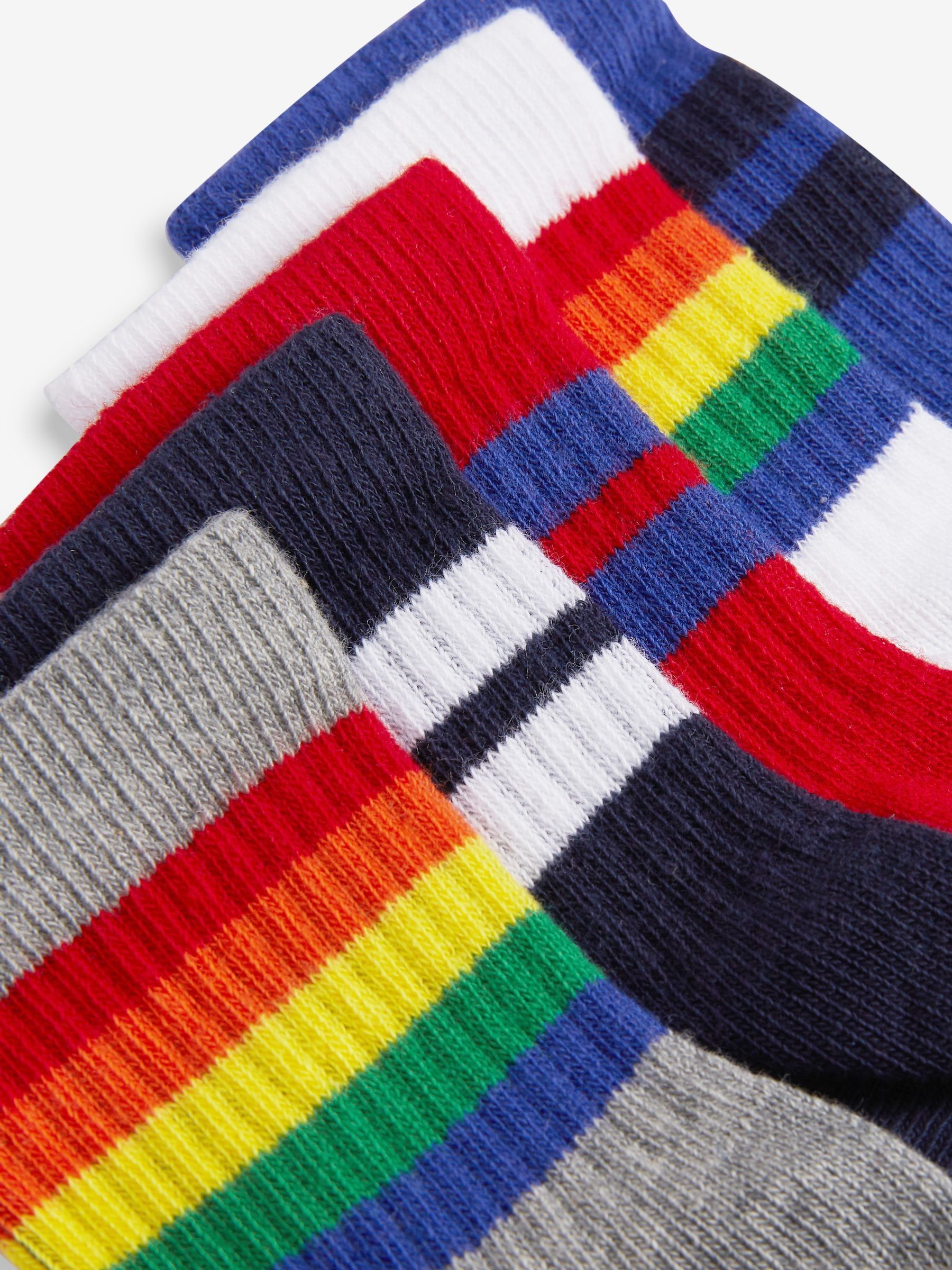 Buy Bright Cushioned Footbed Cotton Rich Ribbed Tipped Socks 5 Pack ...