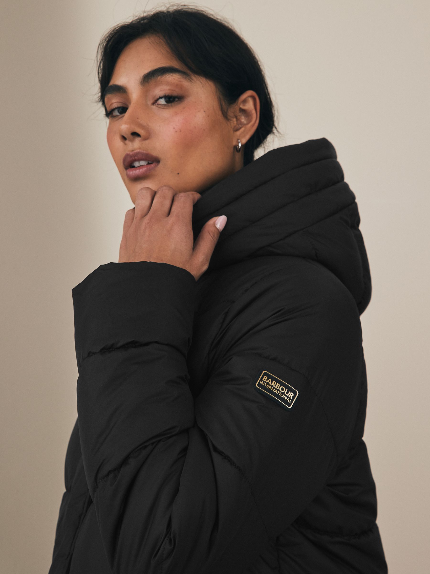 Barbour black puffer coat store