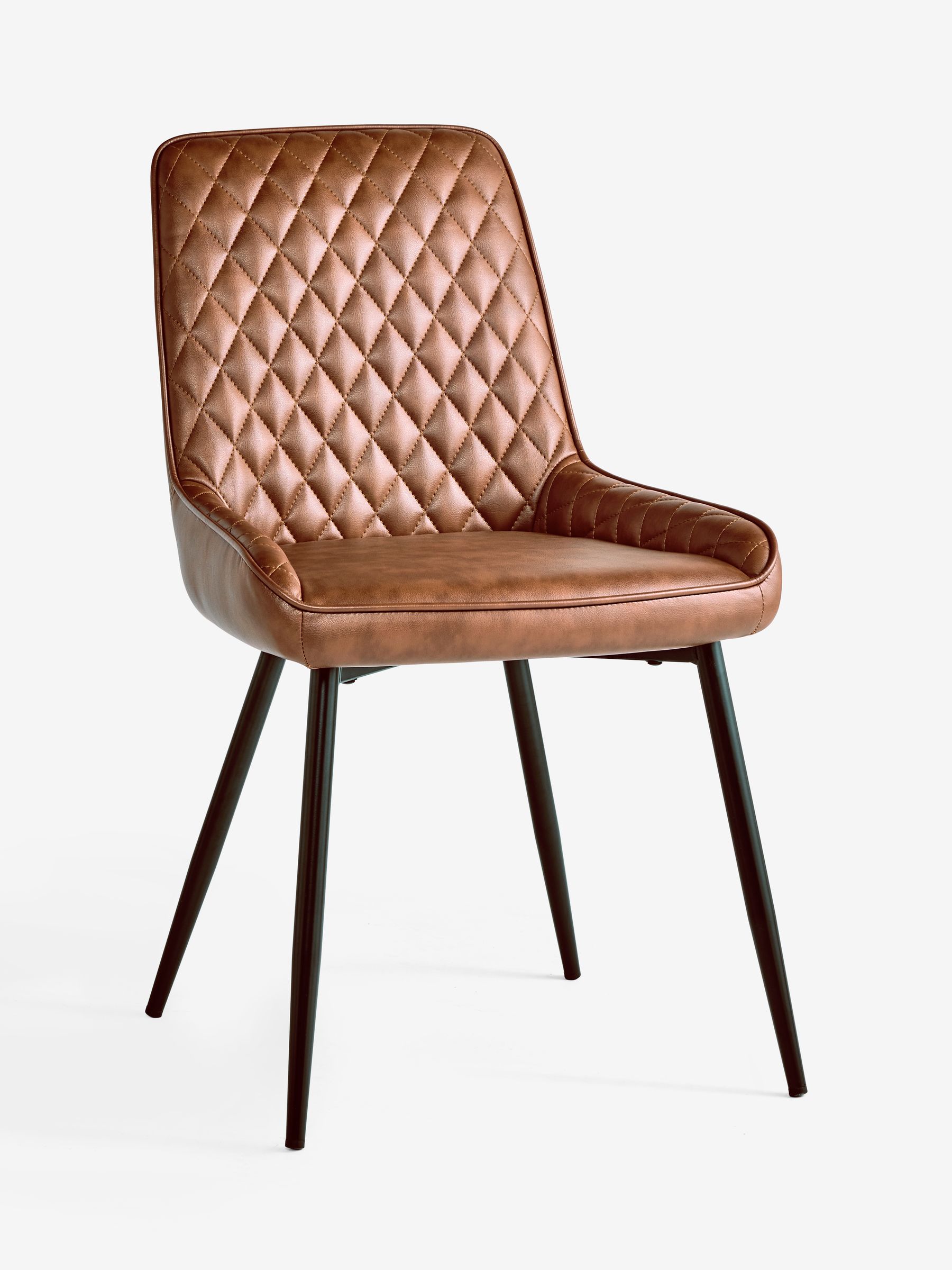 Buy Set of 2 Faux Leather Tan Brown Hamilton Black Leg Quilted Dining ...