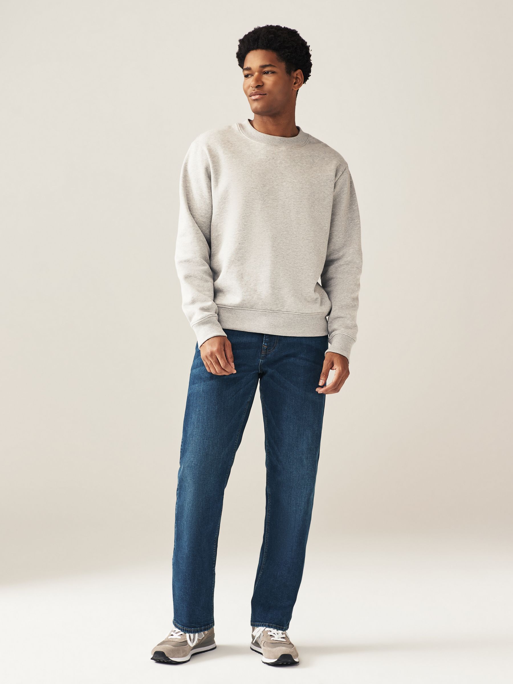 Buy Blue Mid Single Straight Fit Classic Stretch Jeans from Next Australia