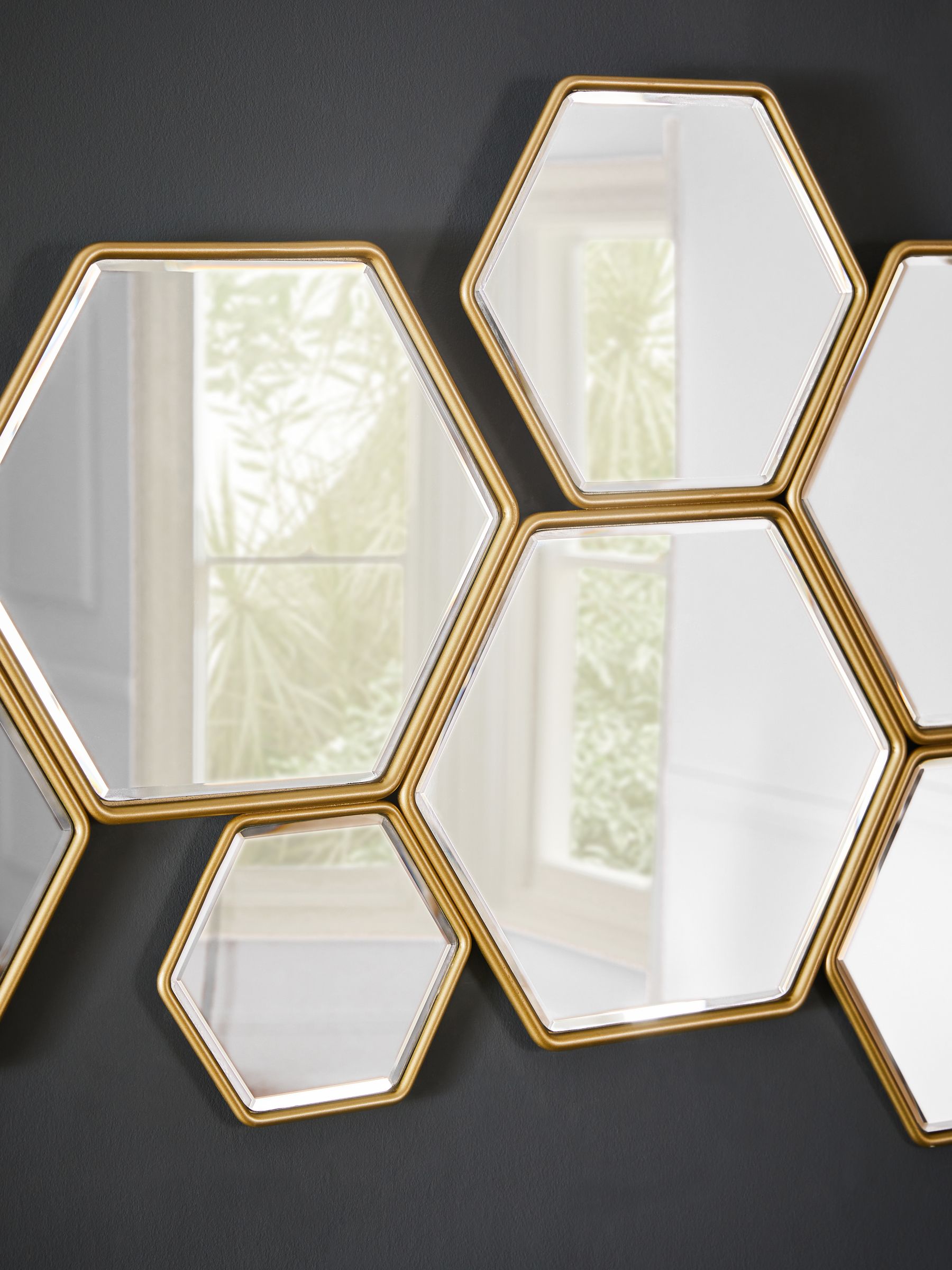 Hexagon gold mirror store